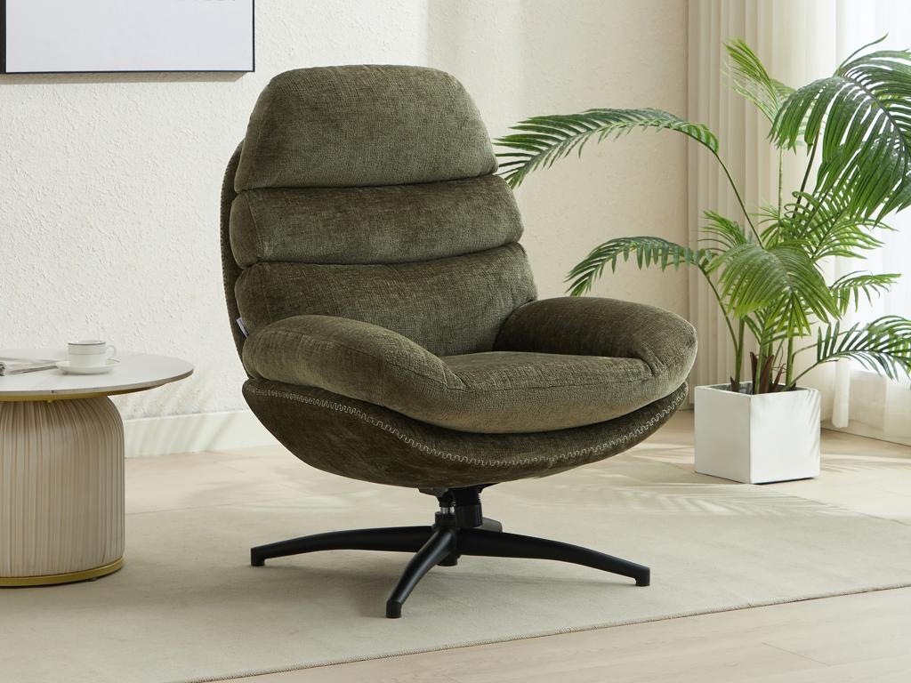 Fauteuil pivotant en tissu vert LIZUTA | Leroy Merlin