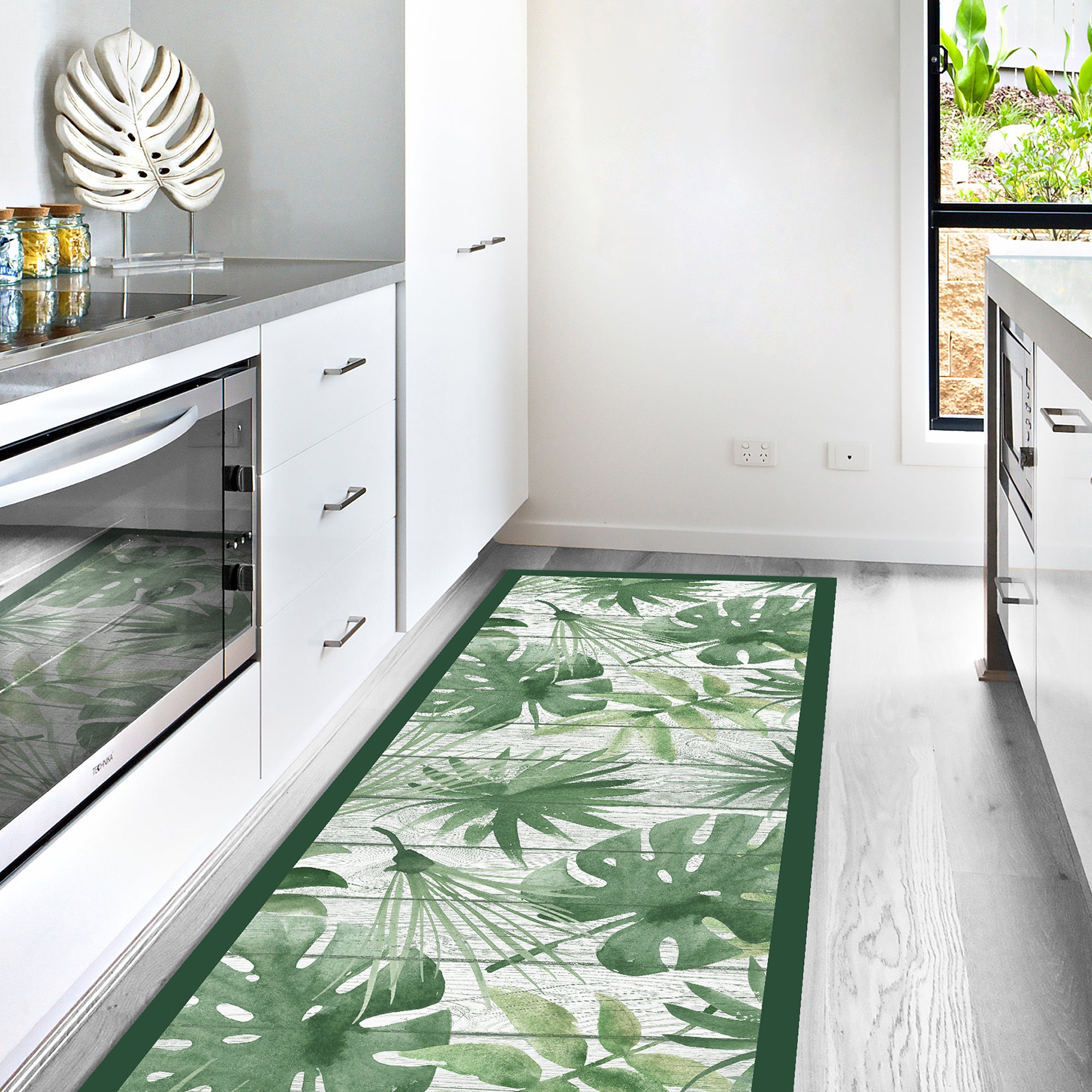 Tapis de Cuisine antidérapant en Vinyle Vert Tropical 60x120 cm | Leroy ...