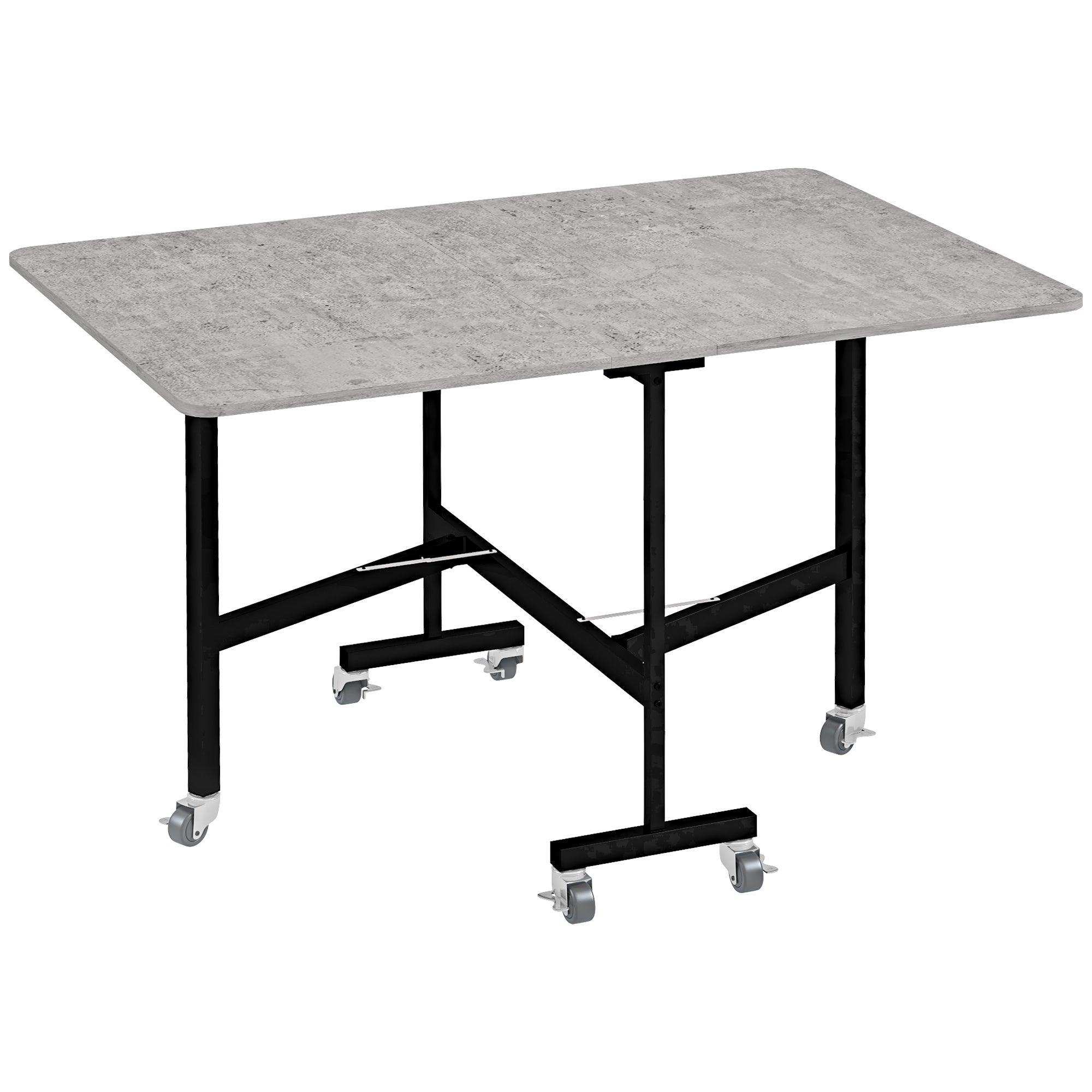 Table à manger pliante à roulettes pour 4 à 6 personnes, pieds en acier ...