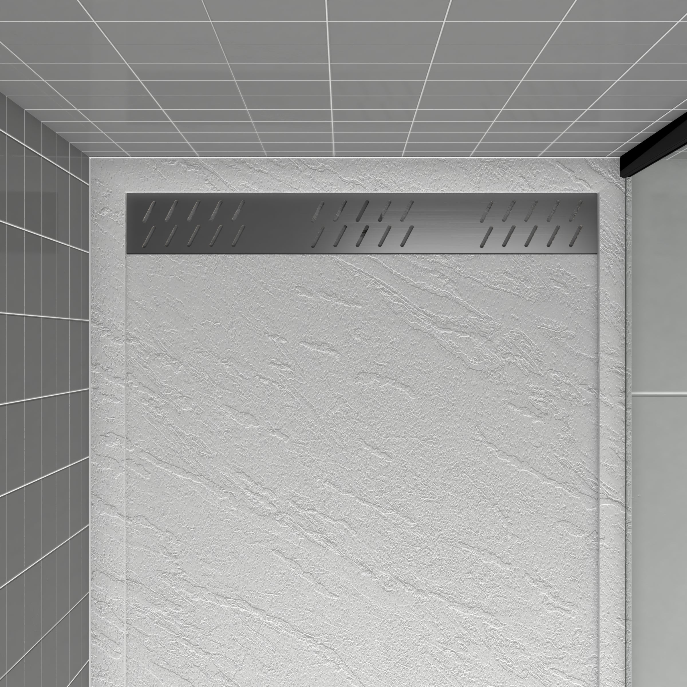 Rejilla lineal aluminio gun metal para plato ducha 79.5x11x0.2 cm ...