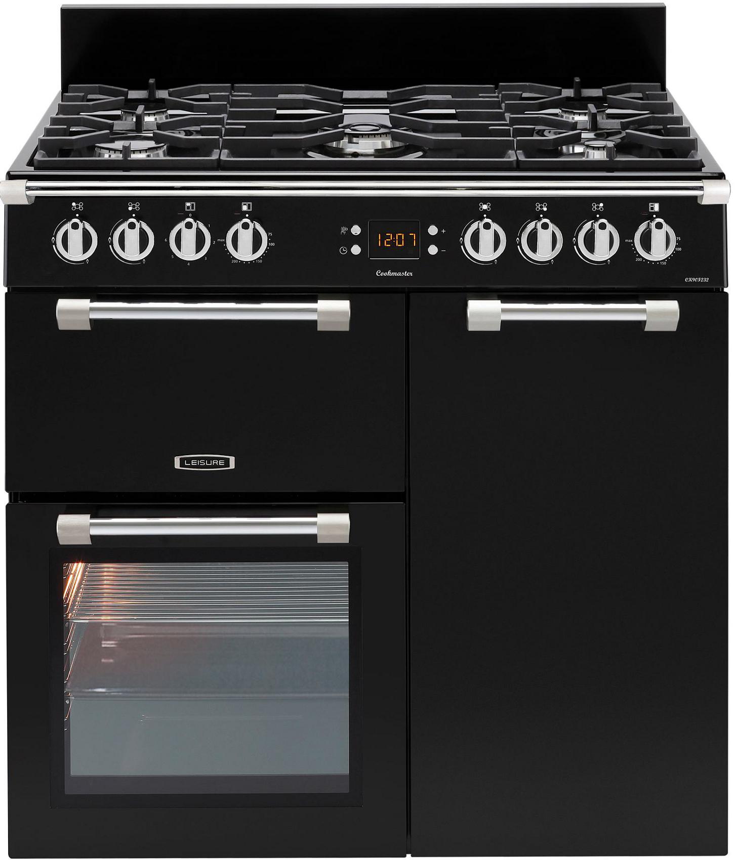 Cuisinière gaz 60l 5 feux noir - Leisure CK90F324K | Leroy Merlin