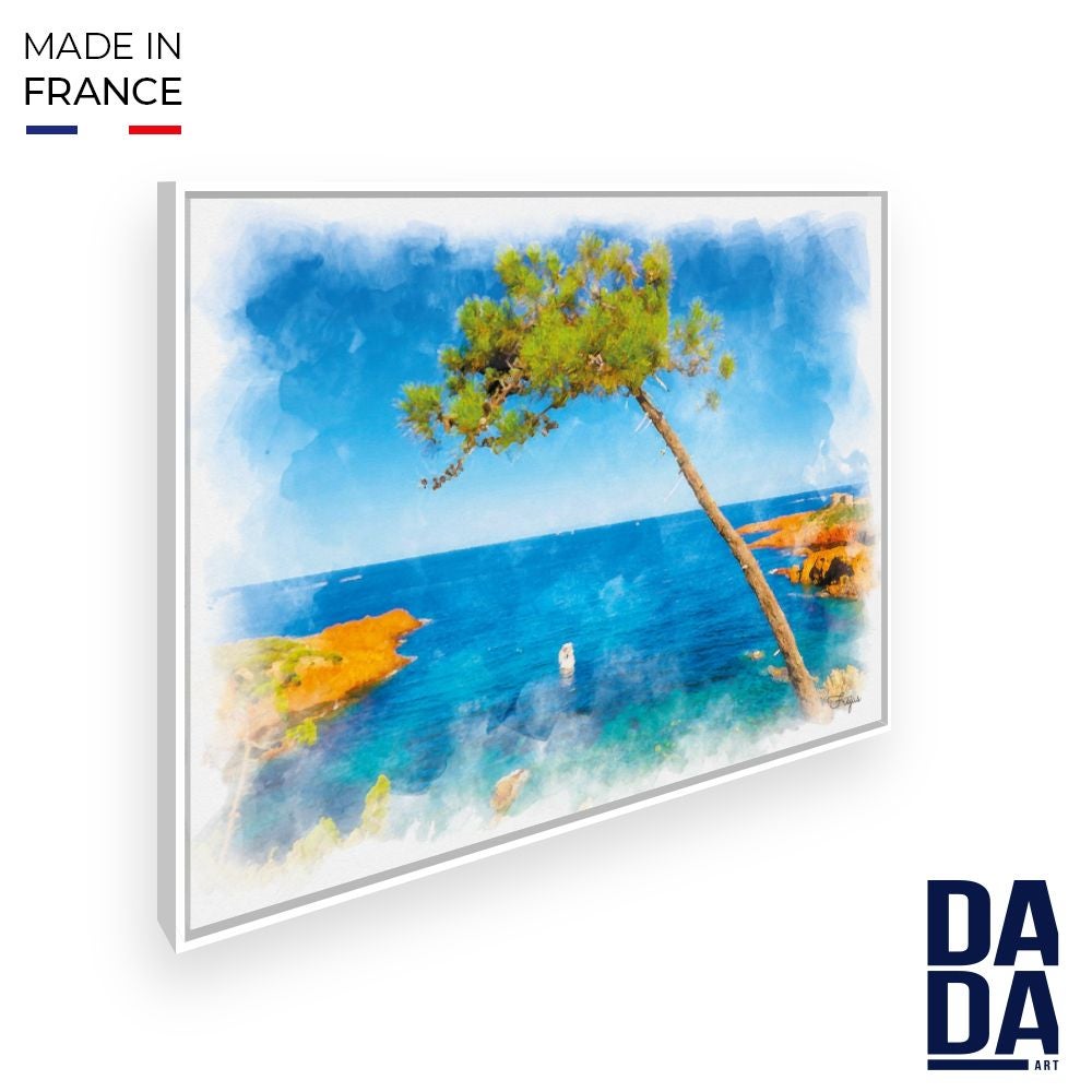 Tableau Vue de la côte de Frejus / 45x60cm / Cadre Blanc / Fabriqué en ...