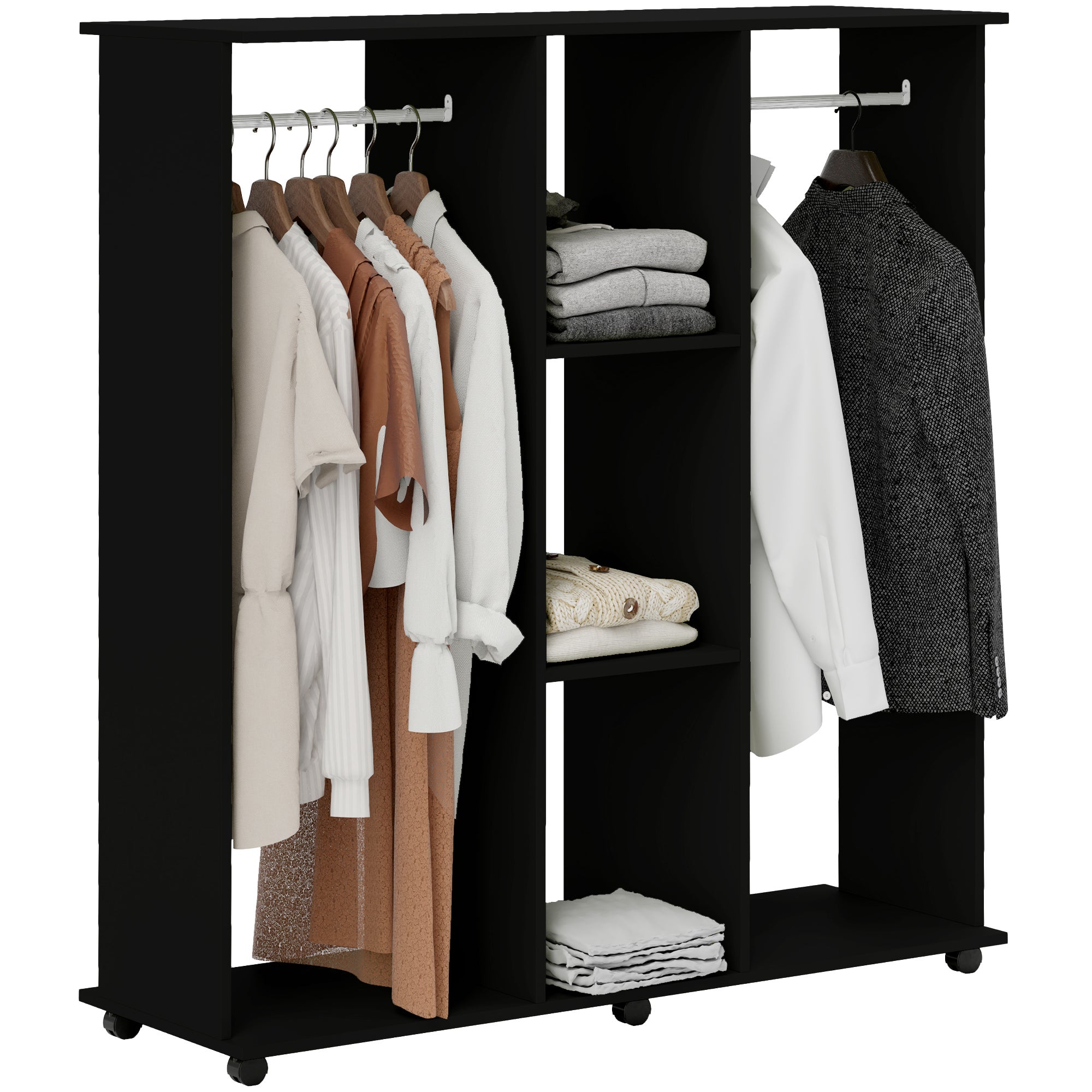 Armoire suspendue, meuble de rangement mobile, 6 roulettes, 120 x 40 x ...