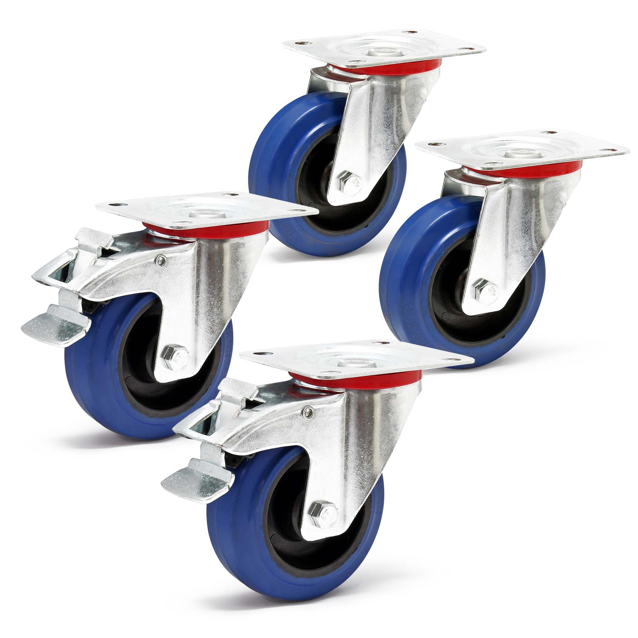 Wiltec Kit de 4 Roulettes – Ø 100 mm – Capacité de charge 150 kg – 2 x ...