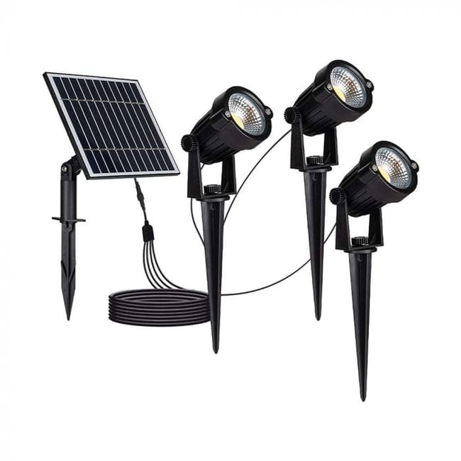 Spots à Piquer Led Solaires Noirs 1 2w Ip65 Lot De 3 Blanc Chaud