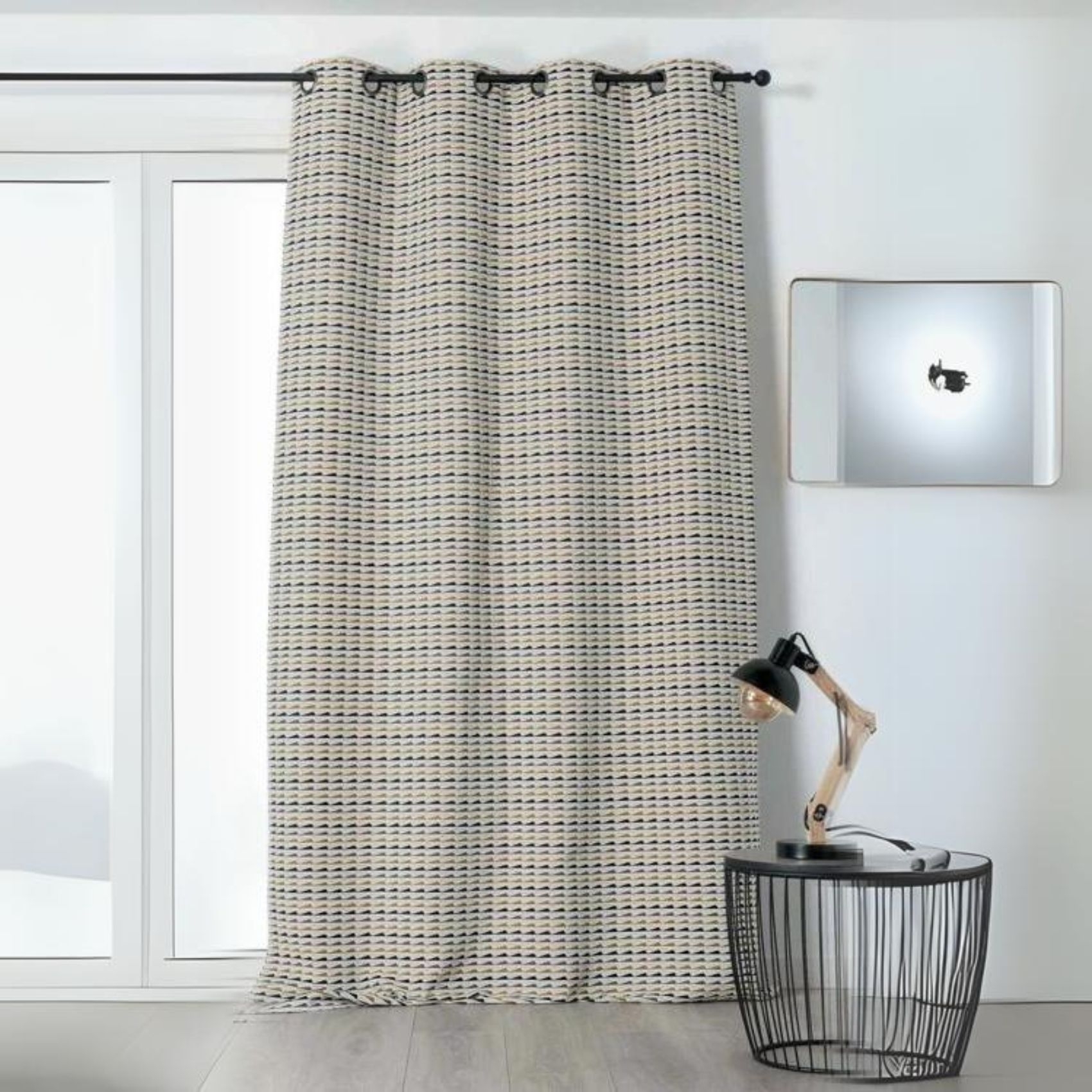 Rideau à Motifs Géométriques Colorés - Blanc - 135x240 cm - Polyester ...