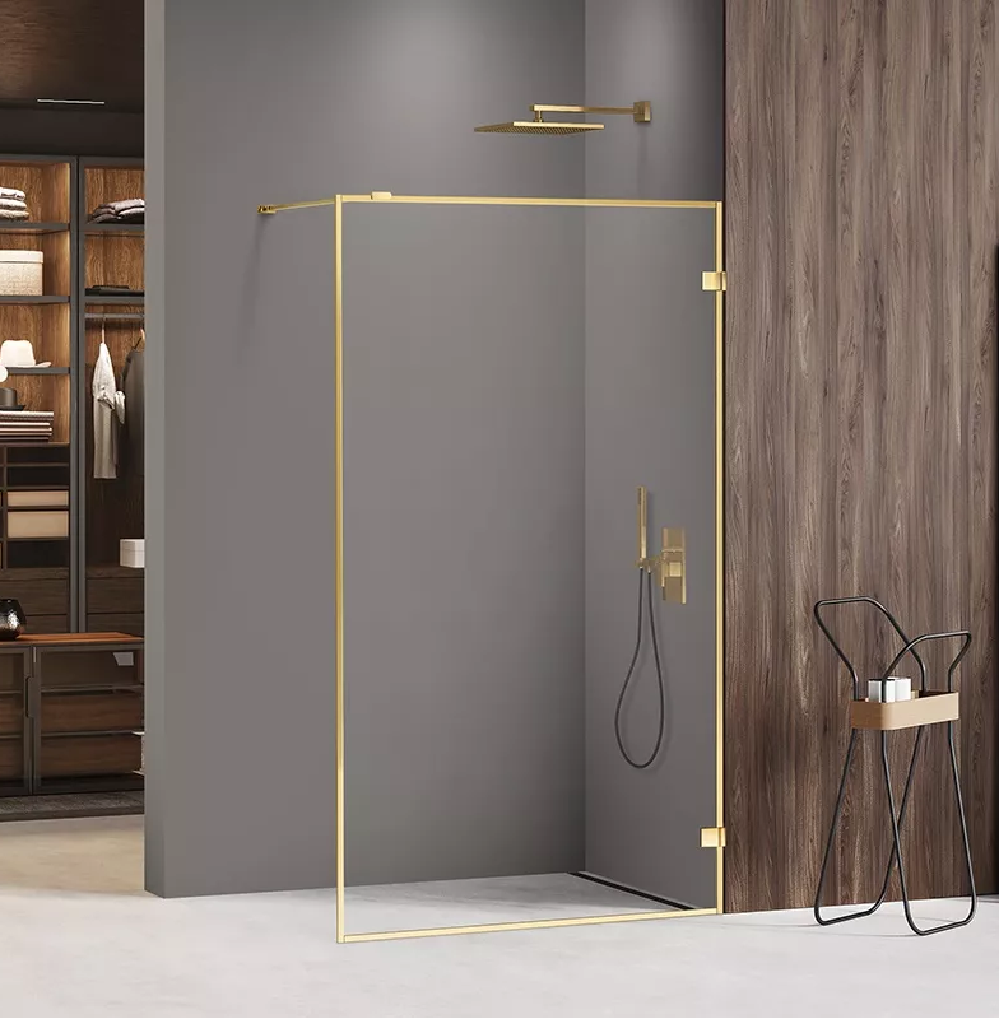 Paroi de douche à l'italienne 140 cm doré avec cadre MIAMI GOLD SHINE ...