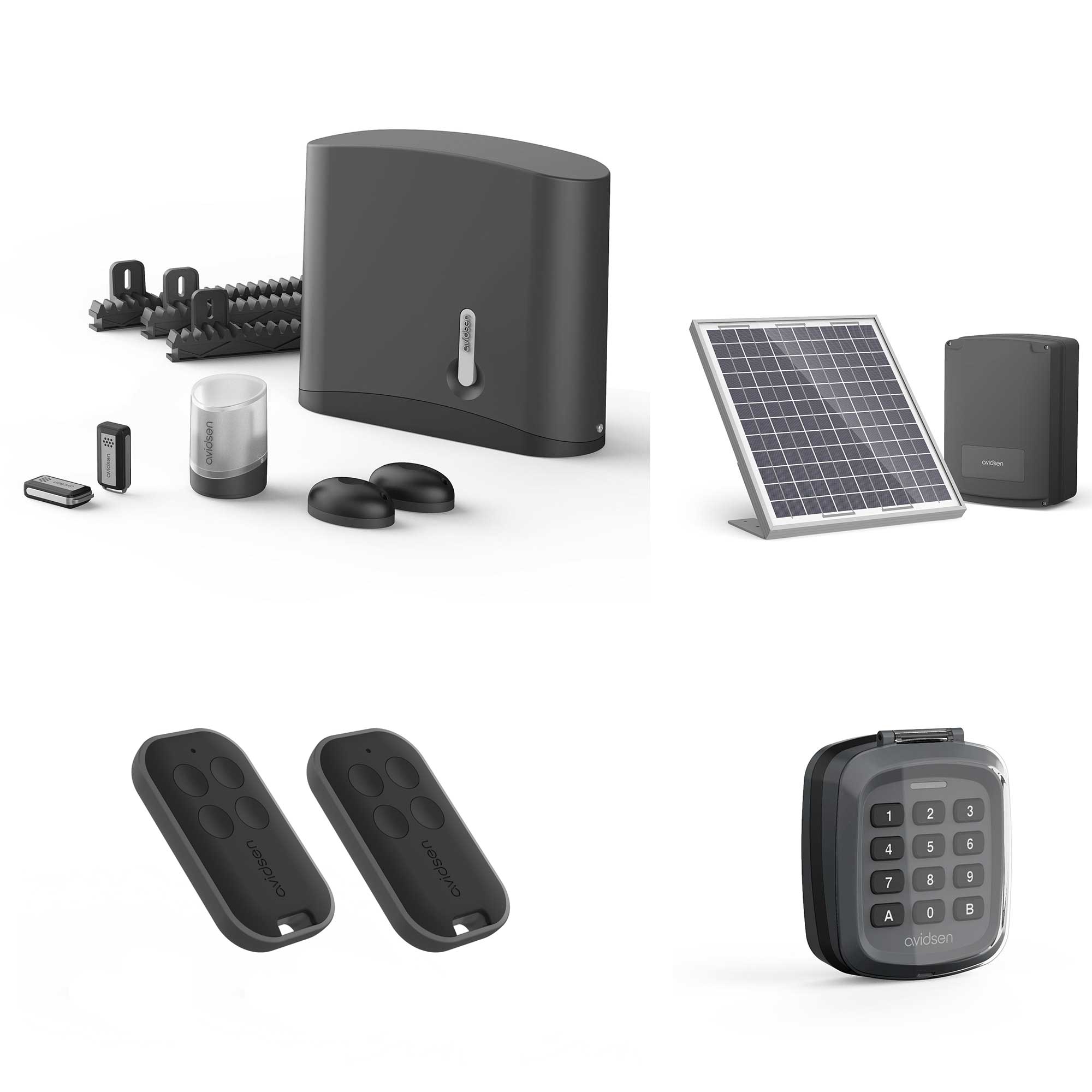 Motorisation solaire pour portail coulissant jusqu'à 4m et 250kg Avidsen Zenia250 + digicode ...