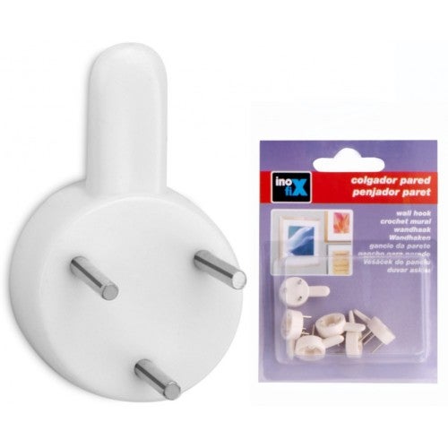 Colgador de pared blanco INOFIX, plástico con clavos de acero - 66545 ...
