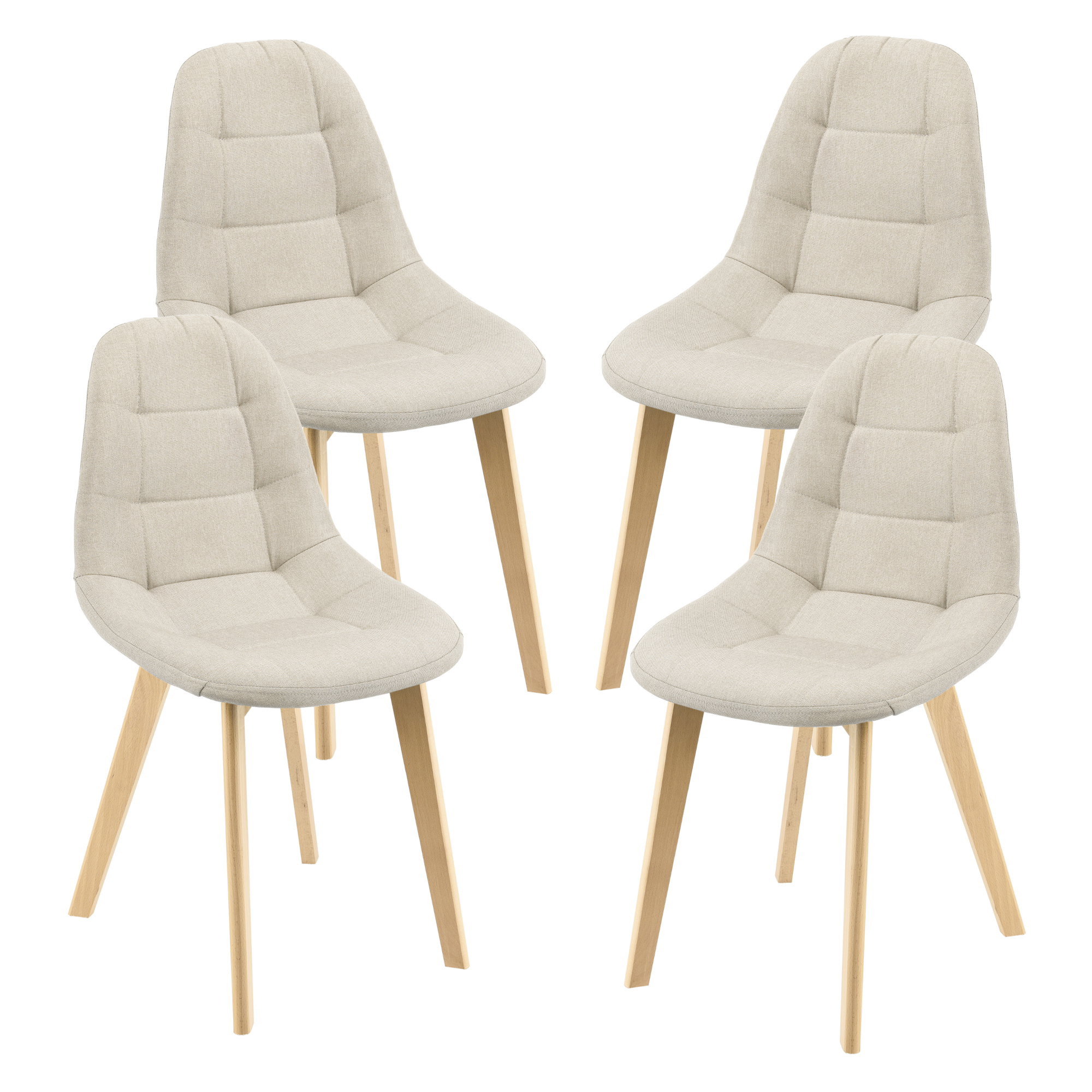 Lot de 4 Chaises de Salle à Manger Kopparberg 86 x 53 x 47 cm Beige [en ...