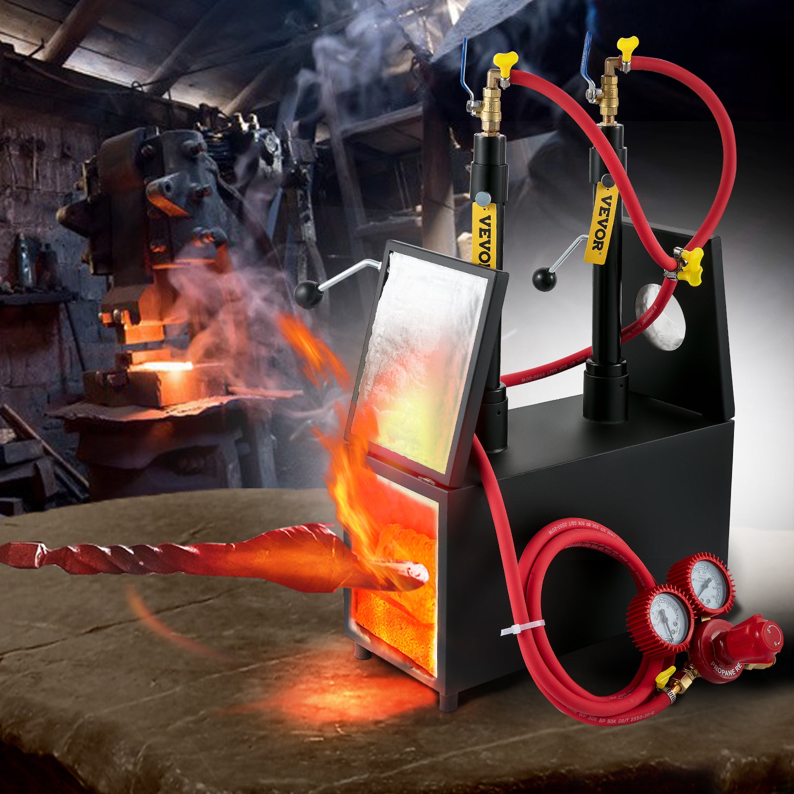 Fragua de gas propano VEVOR Horno de fusión cuadrado portátil de 10 L ...