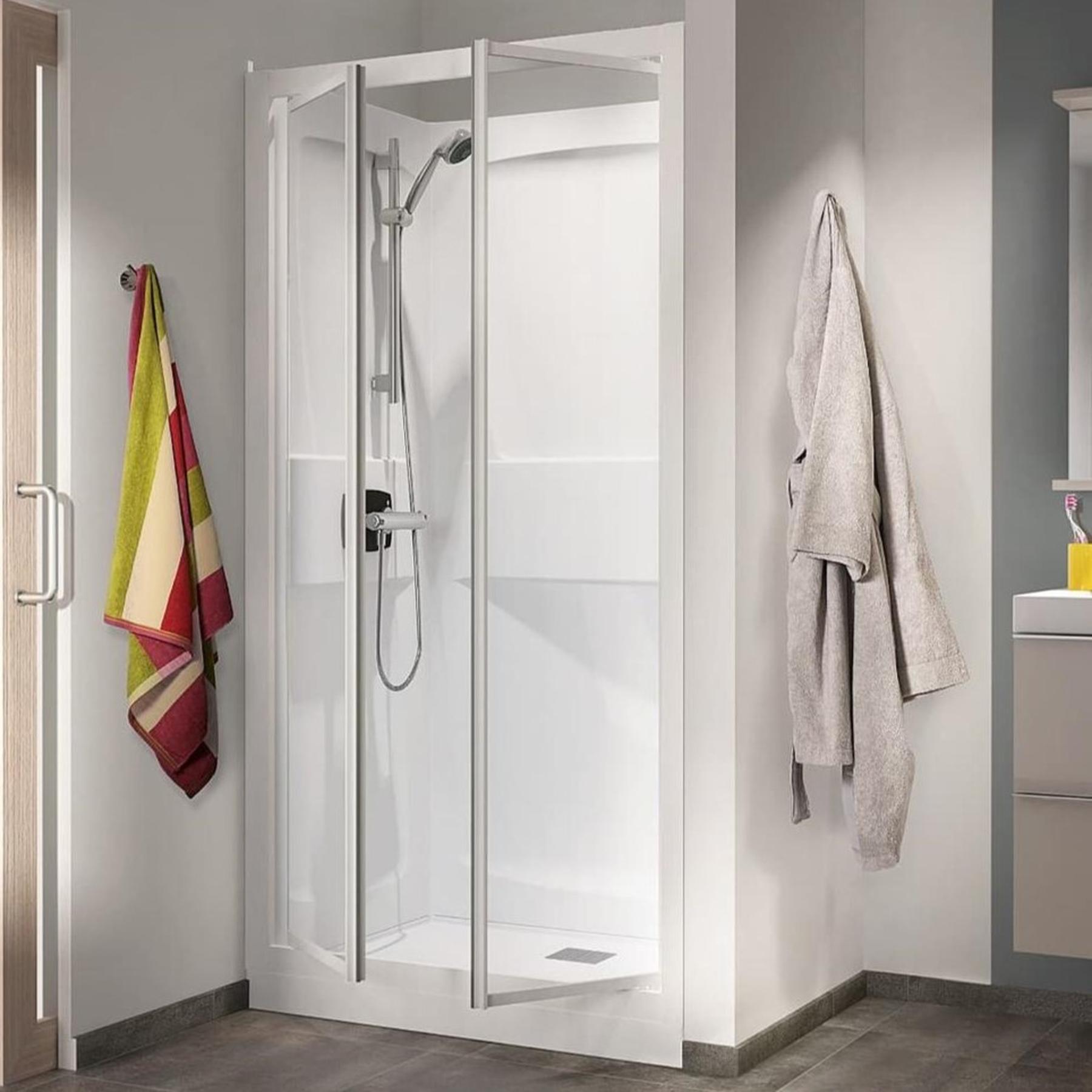 Cabine de douche d'angle KINEDO KINEPRIME 100x80 1 porte pivotante ...
