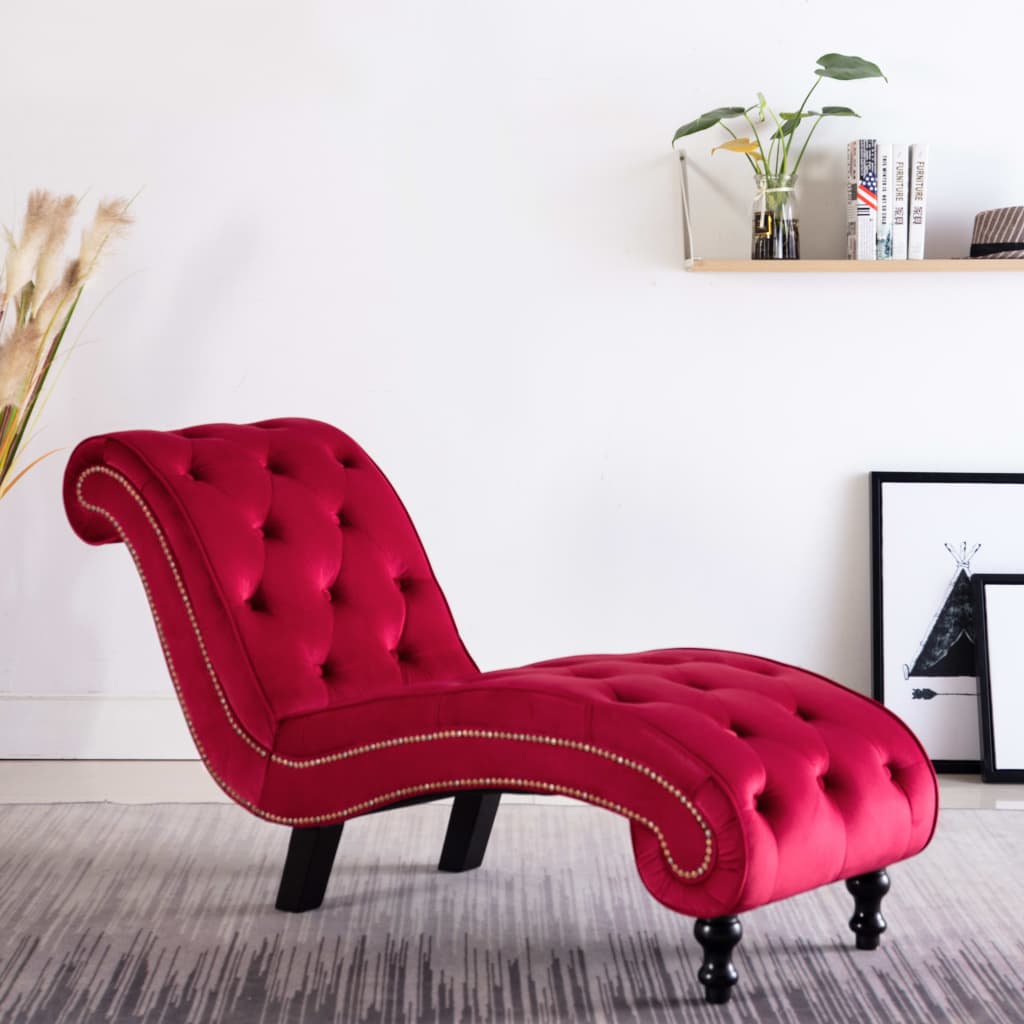 Chaise longue Velours Rouge vidaXL | Leroy Merlin