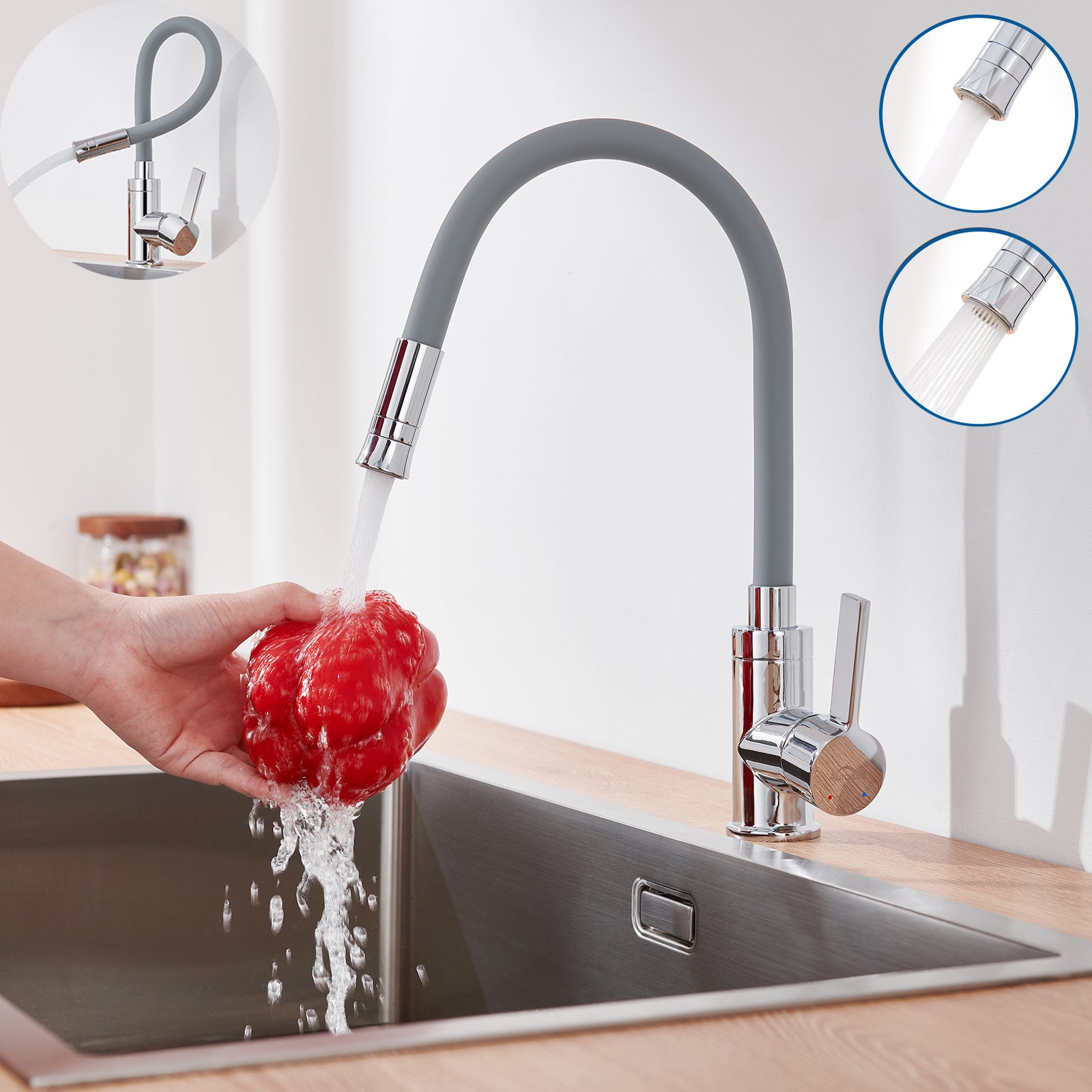 Grifo de Cocina con Flexible con 2 Tipos de Jets, Mezclador de Cocina ...