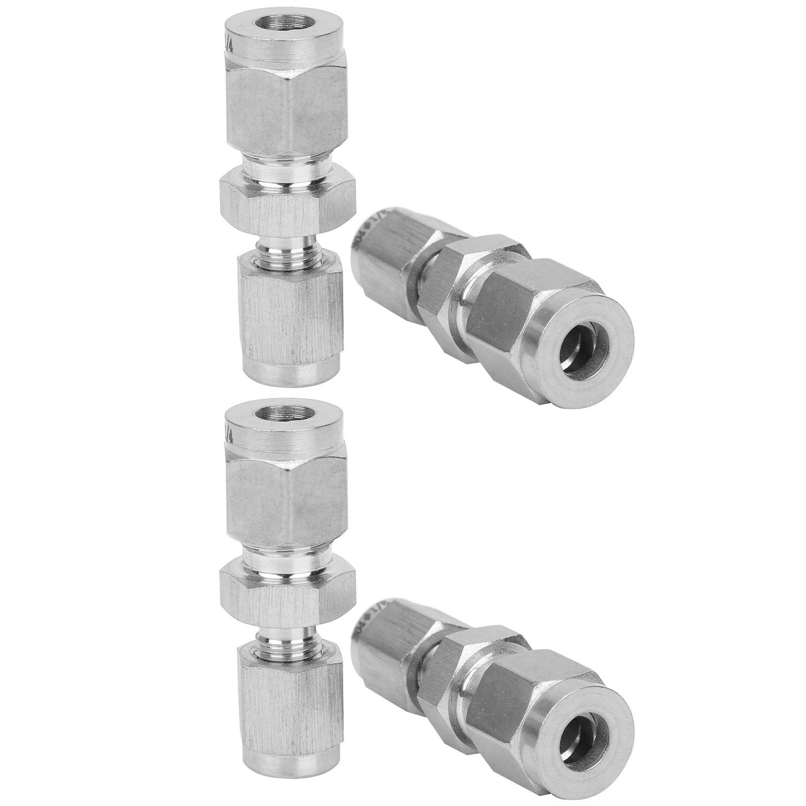 Lot de 4 raccords à compression en acier inoxydable, adaptateur de tube à double virole droit ...