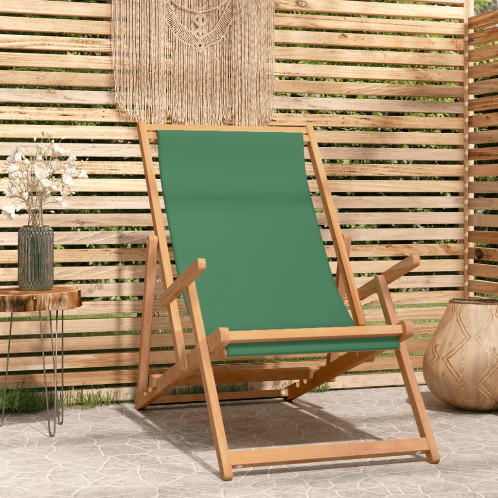 Silla de playa plegable de madera maciza de teca verde | Leroy Merlin