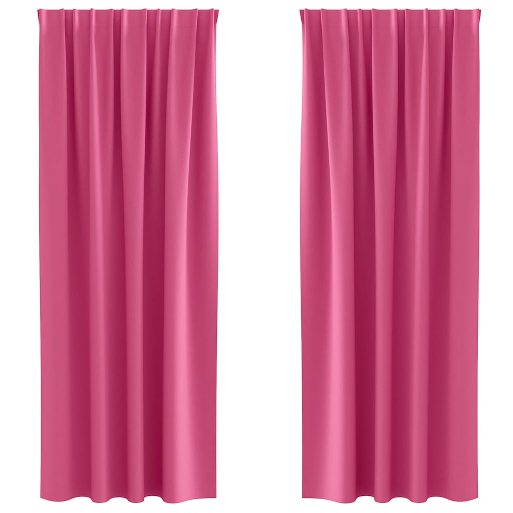 Rideaux avec des rideaux 2 pcs Rose vif 260 x 140 cm Polyester | Leroy ...