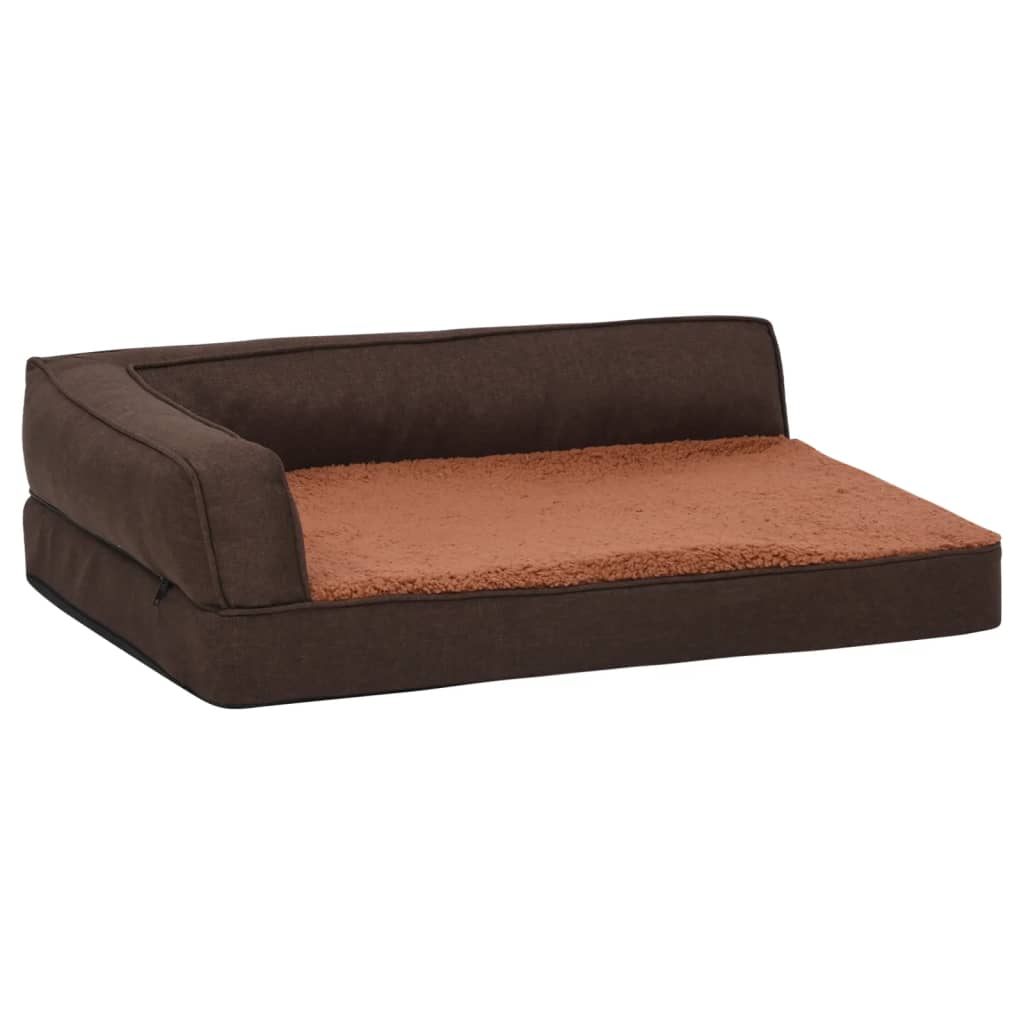 Colchón de cama de perro ergonómico aspecto lino marrón 60x42cm | Leroy ...