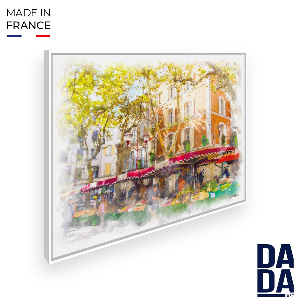 Tableau Marché de Manosque / 45x60cm / Cadre Blanc / Fabriqué en France ...