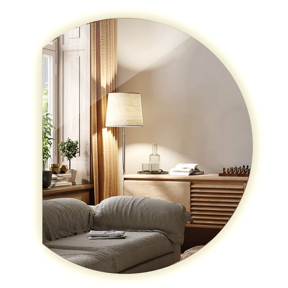 Espejo redondo biselado, espejo moderno con retroiluminación LED - 100 ...