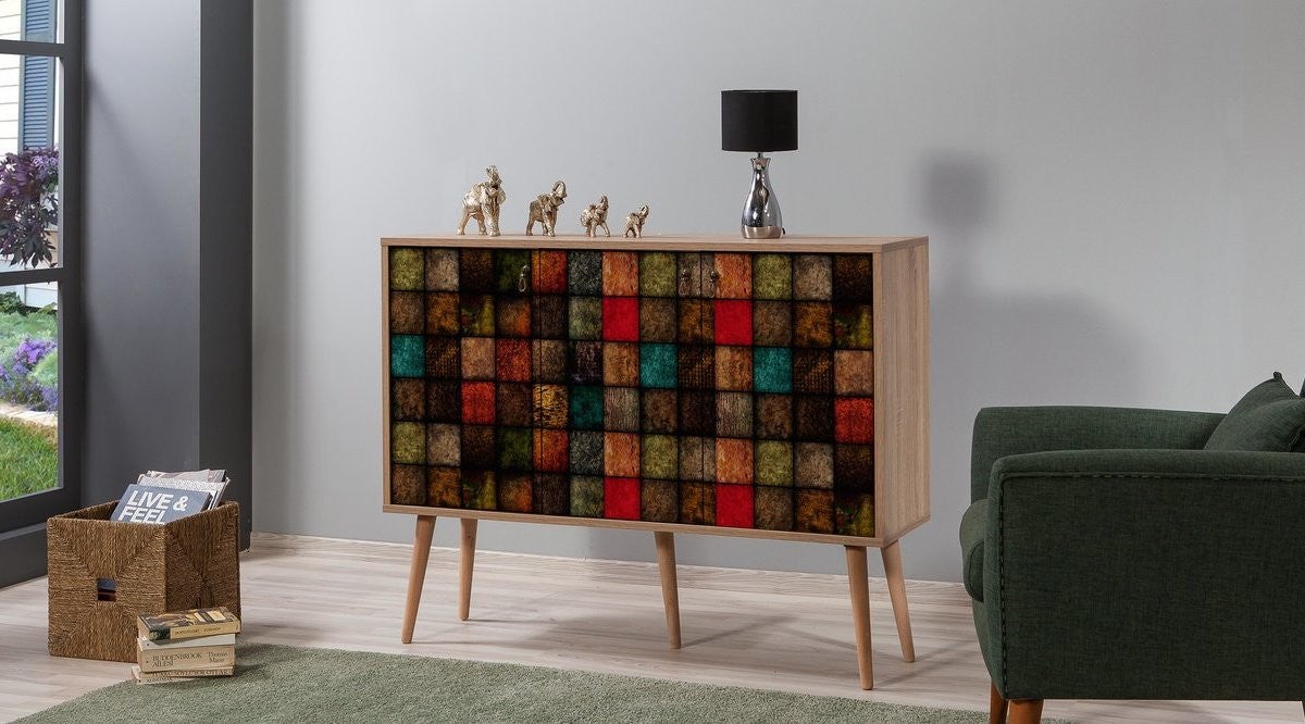 Buffet COLORS 3 portes 120 cm marron et couleurs | Leroy Merlin