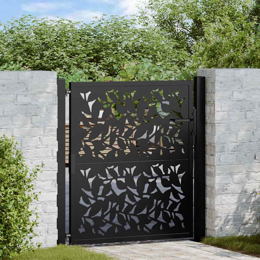Portail De Jardin Noir 105x106 Cm Acier Conception De Feuilles Leroy