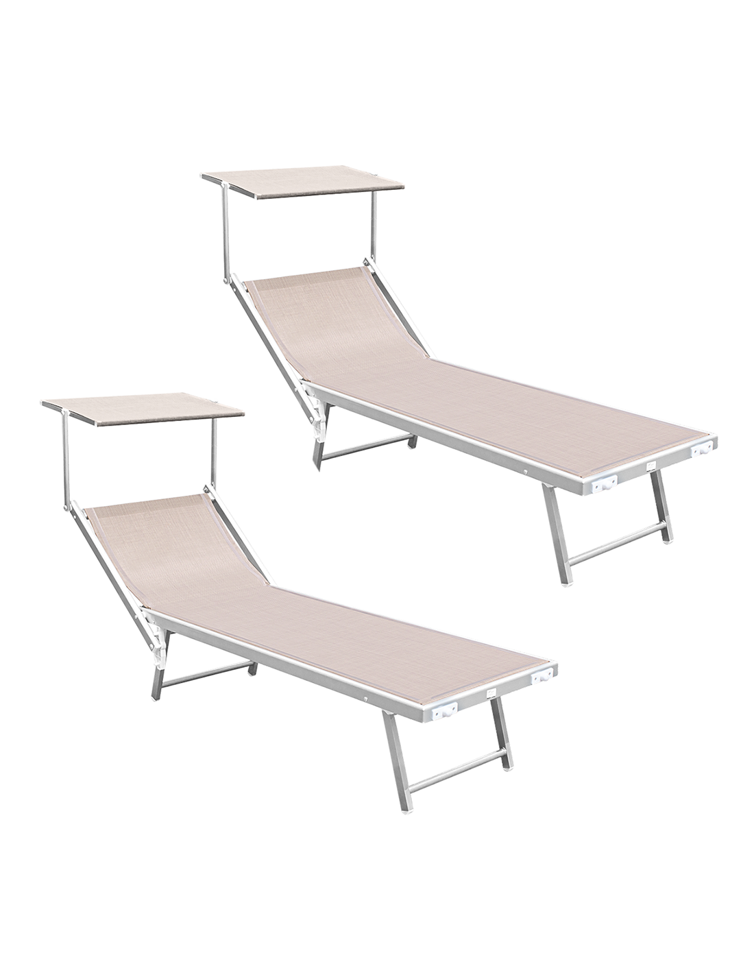 2 unités Transat Aluminium avec Parasol LUXURIOUS 180X60X40cm GRIS ...