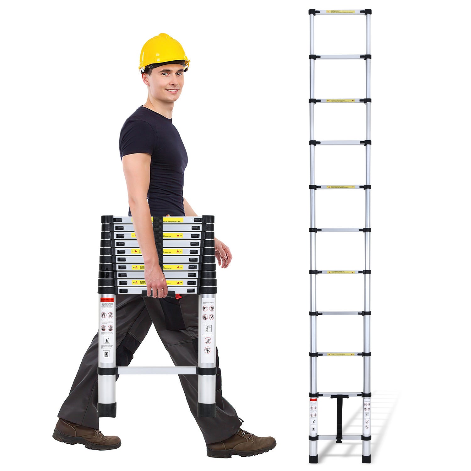 Escabeau echelle telescopique aluminium 3,2m, extensible, pliante ...