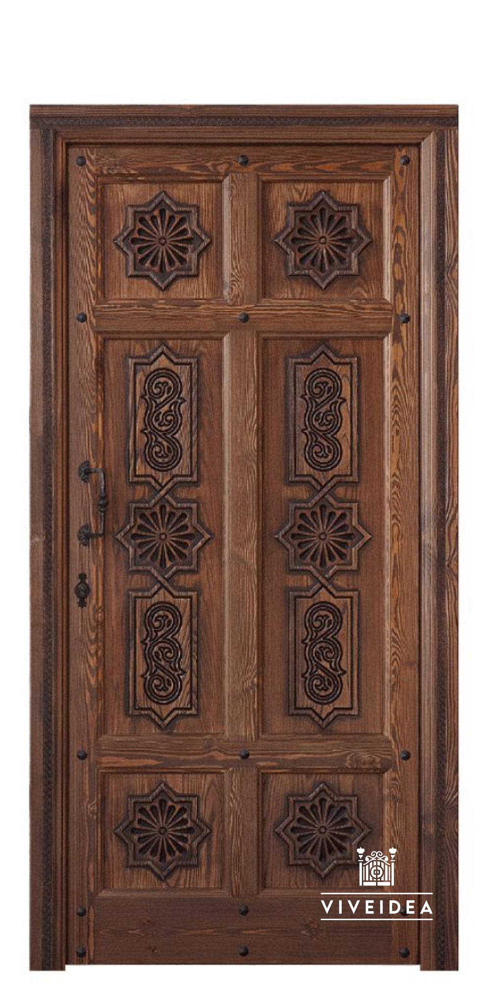 PUERTA ENTRADA UNA HOJA RÚSTICA TALLADA, MADERA PINO GRAN CALIDAD ...