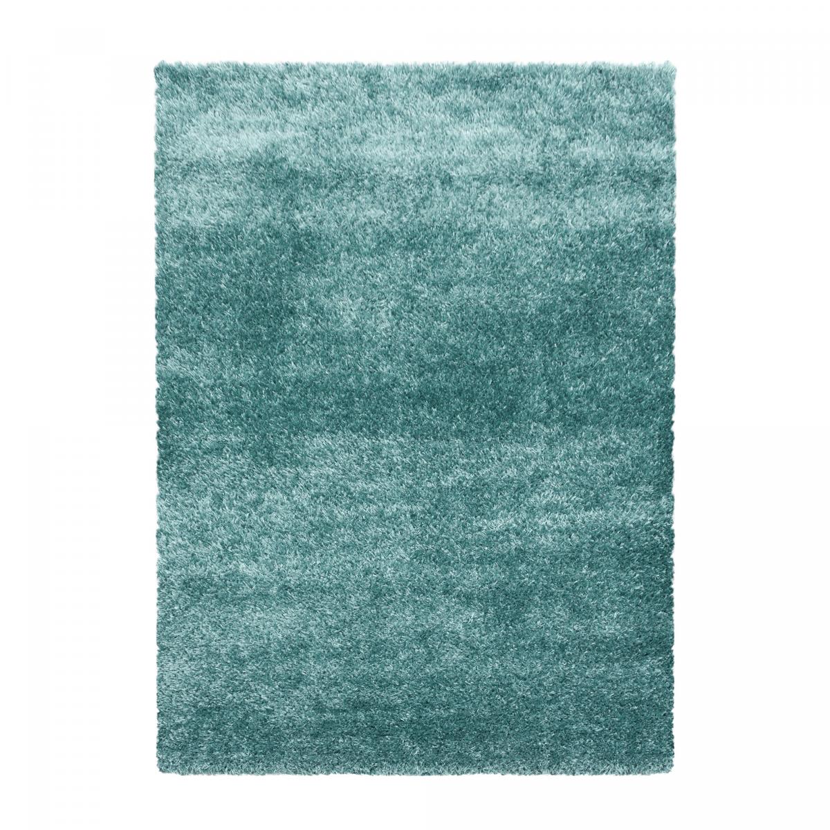 Tapis longs poils shaggy 80x250 rectangle tissé bleu et turquoise motif uni | Leroy Merlin