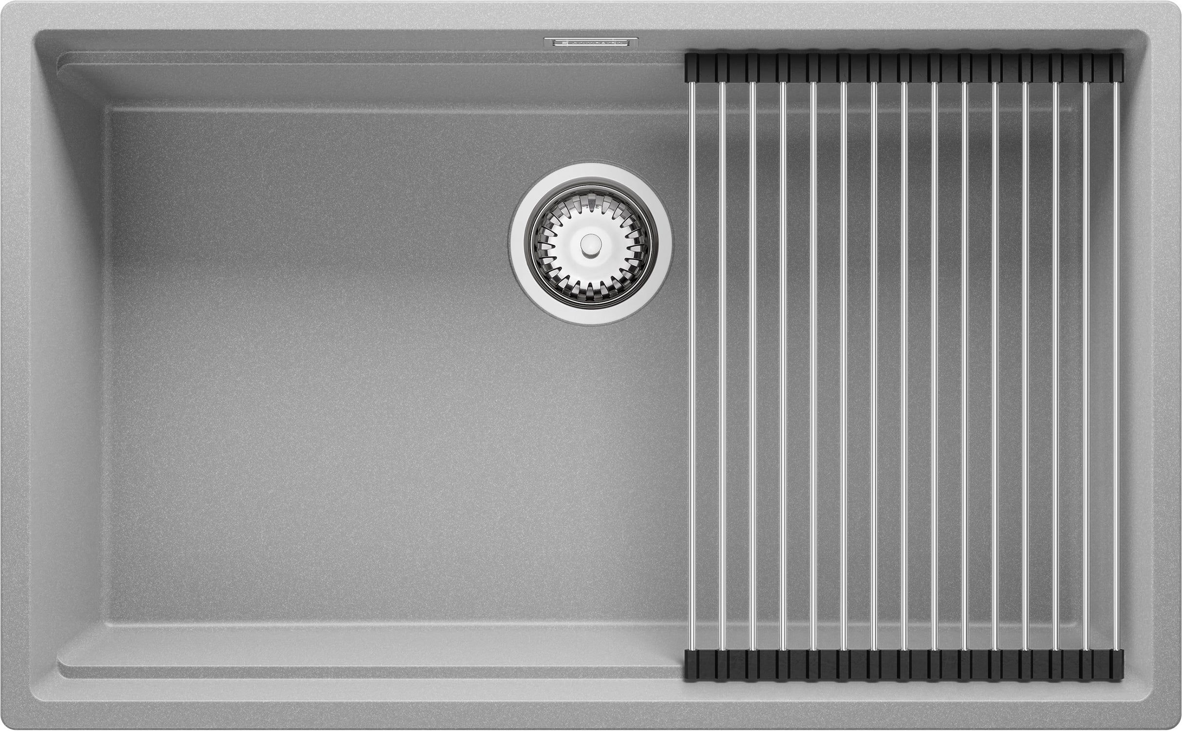 Evier Sous Plan Gris 76x47cm, Evier en Granit 1 bac + Kit de Vidage ...