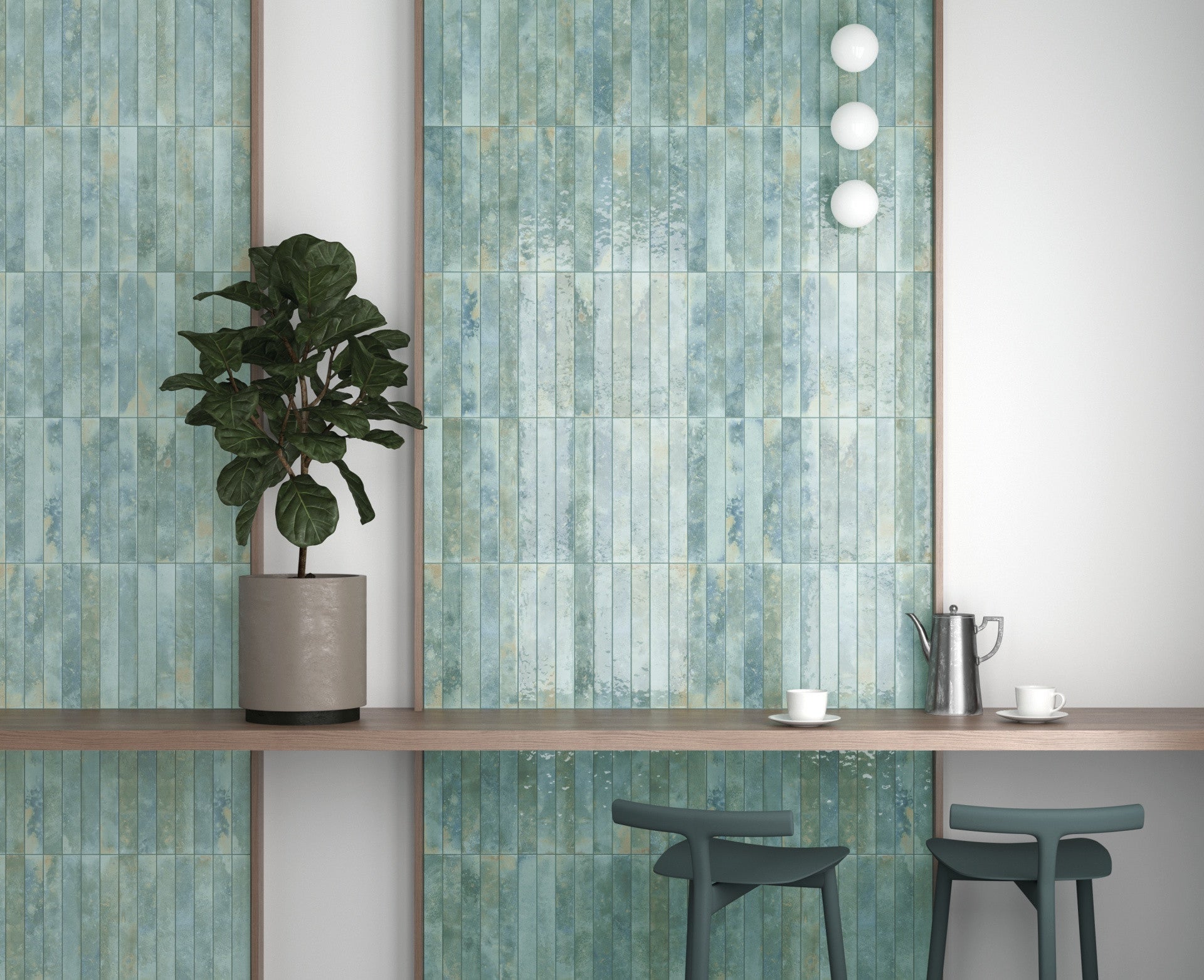 Carrelage faïence mur bleu claire rectangulaire 5x40 cm BALI AQUA ...