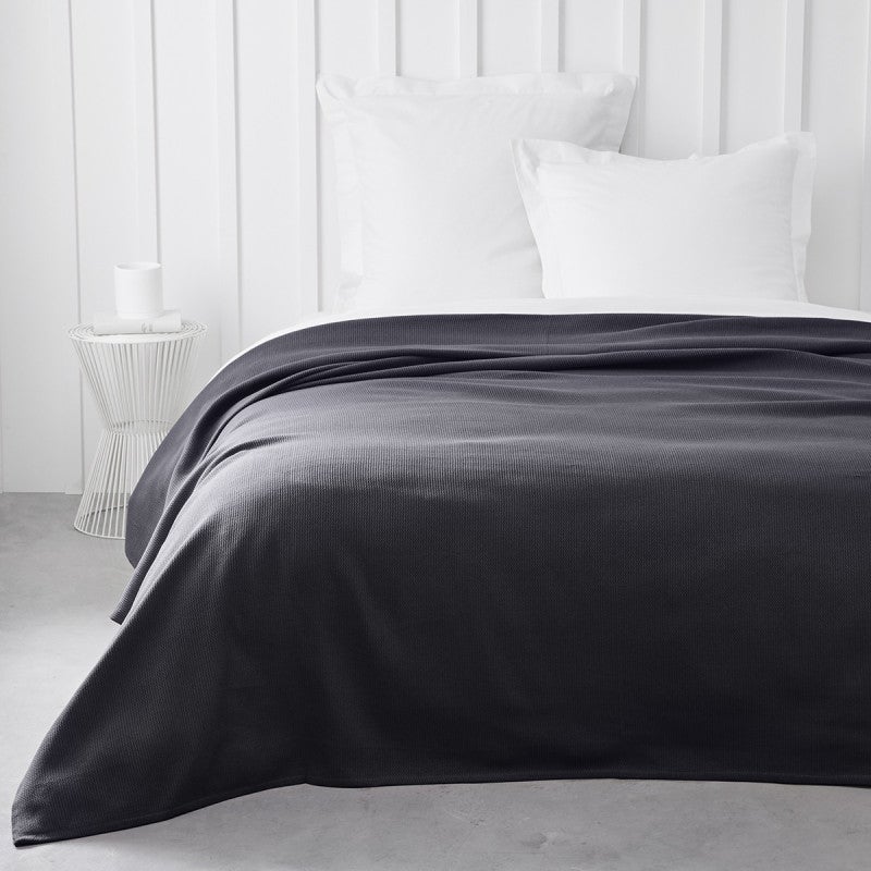 Couvre lit double "Essential" en coton - Gris fusain - 220 x 240 cm ...