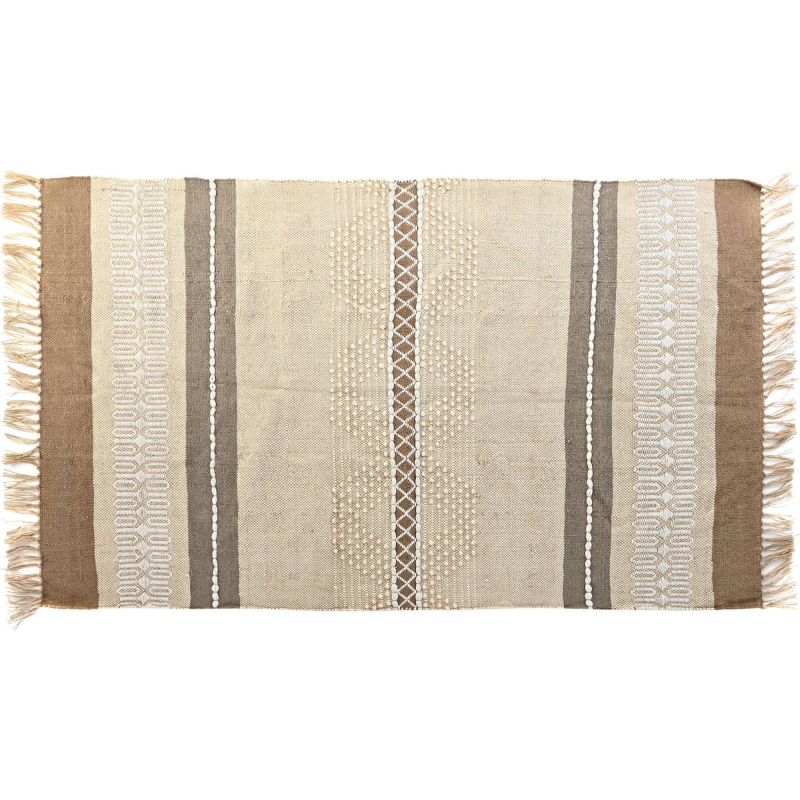 Tapis Bohème chic coton brun pour salon élégant 117 x 198 x 0 cm Brun ...