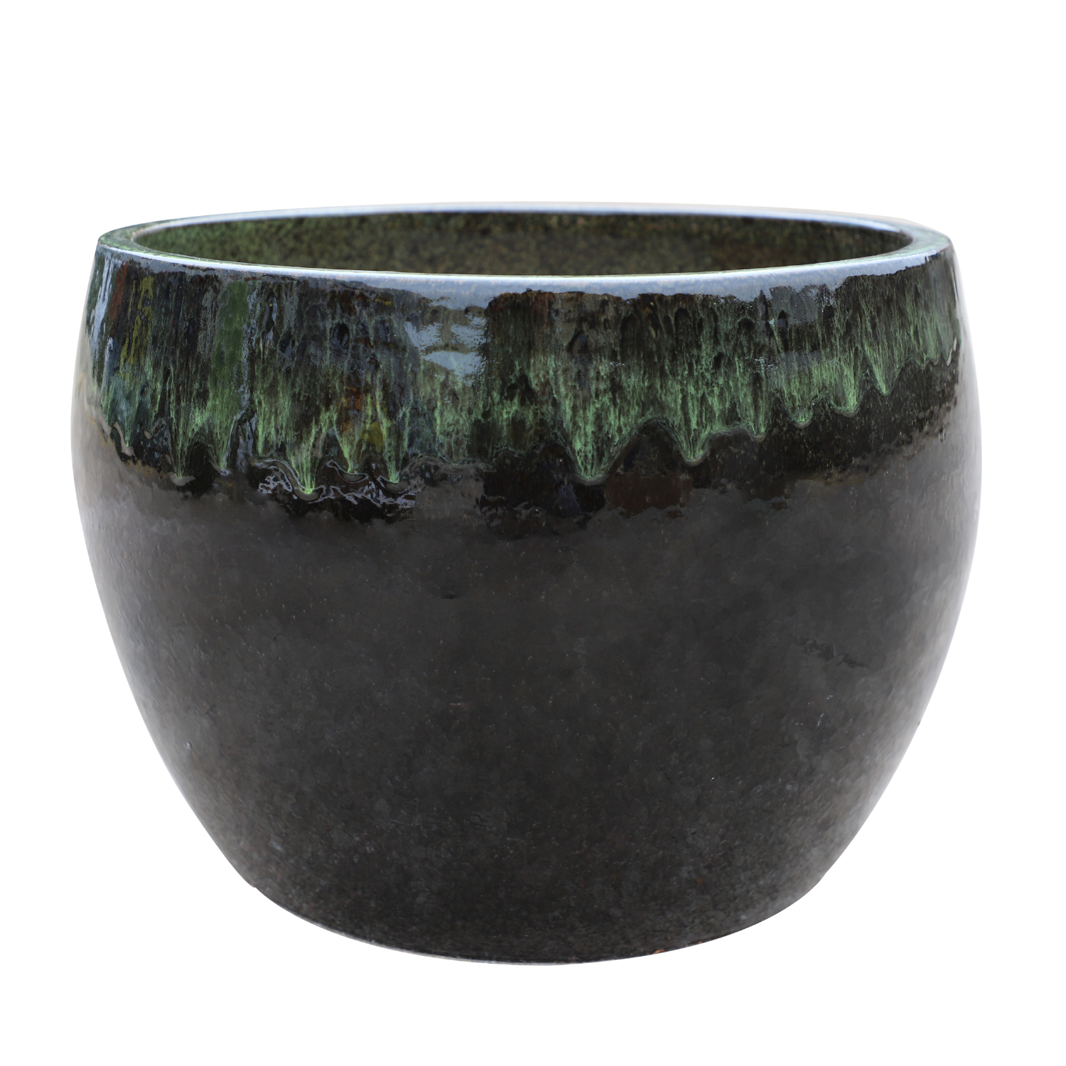 Pot grande taille d'extérieur ROMULUS 31x23cm Noir & Vert, fait main en ...