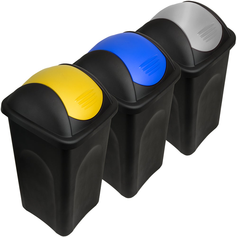 Stefanplast - 3 bidoni per rifiuti da 60 l, con coperchio basculante ...