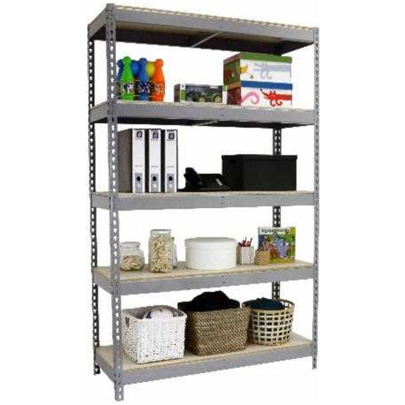 Etagère métallique sans vis et étagères en aggloméré SIMONFORTE 1204-5 CHIPBOARD 3000 GRIS/BOIS ...