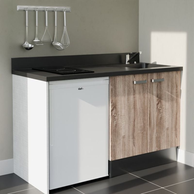 Kitchenette K17L - 140 cm - Bois - Nero - évier à droite ...