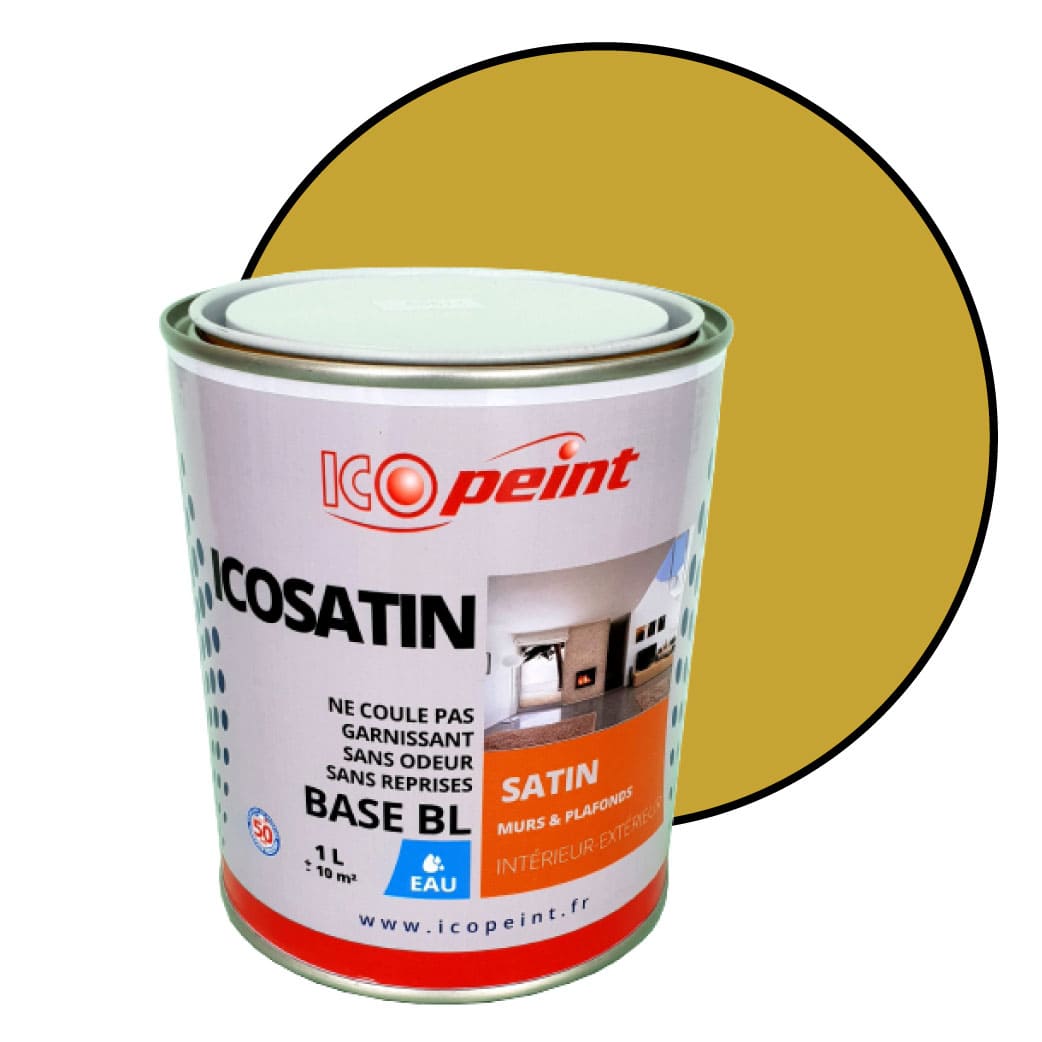 Peinture murs Acrylique Satin Lessivable 1L - ICOSATIN - RAL 1002 Jaune ...