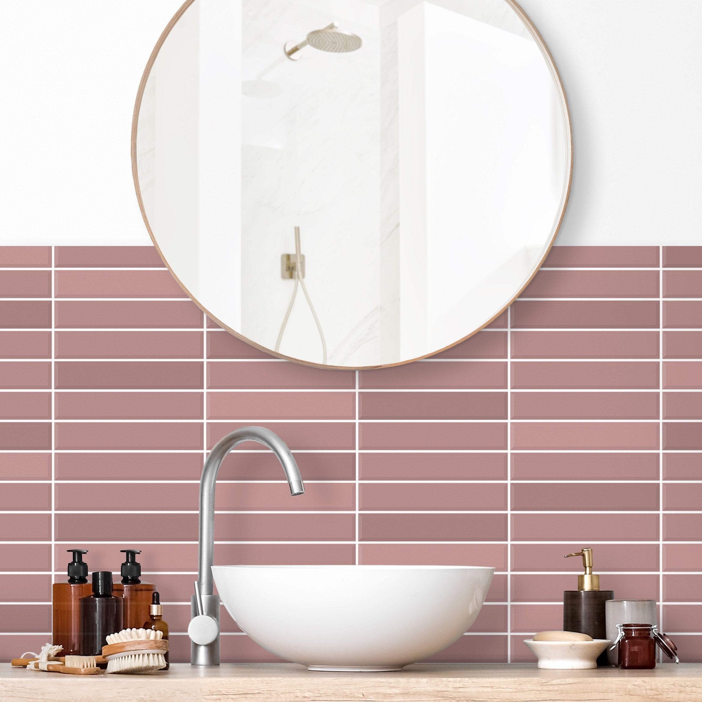 Revestimiento de pared para baño - Metro Tiles - Antique Pink 350 x 80 ...