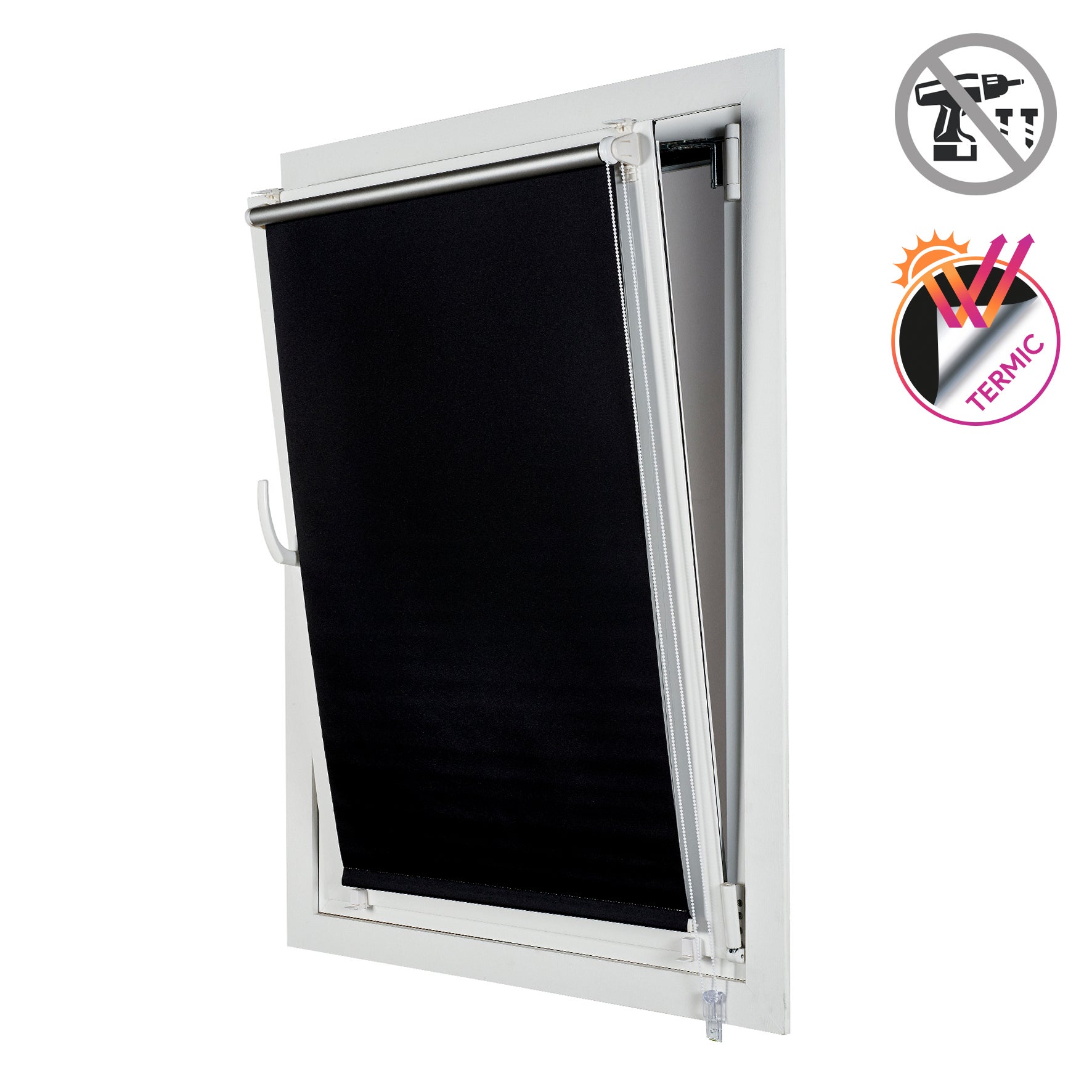 Store Enrouleur Occultant sans perçage EasyFix Noir 45 x 180 cm | Leroy ...