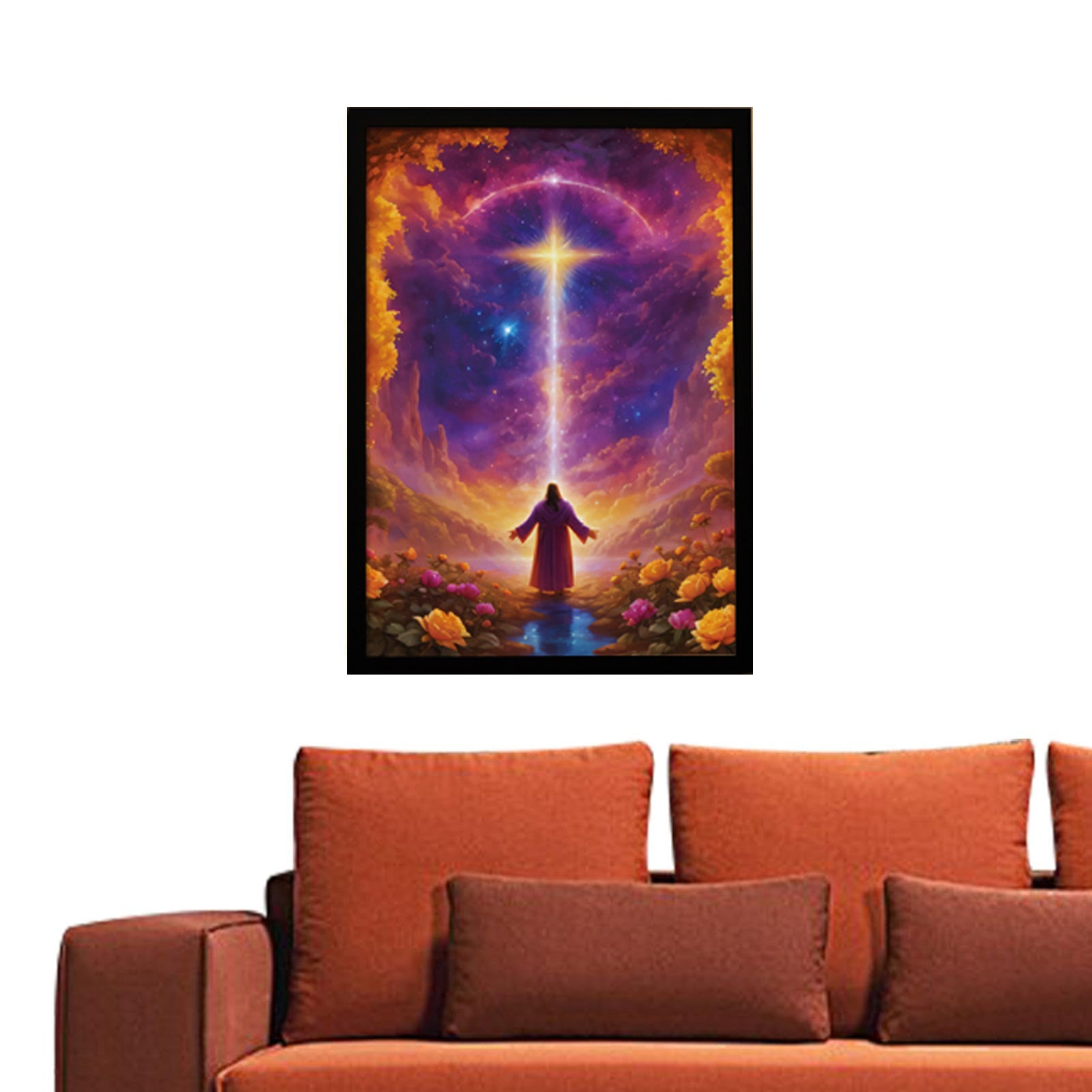 Lampe Jésus, Cadre lumineux LED 4D Christ, Peinture LED, Œuvres d'art ...