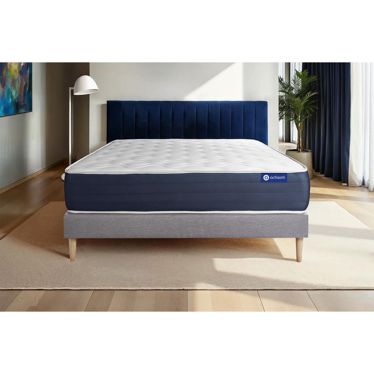 Ensemble matelas 200 x 200 cm Actilatex sleep - Latex et mémoire de forme - Ep : 22 cm ...