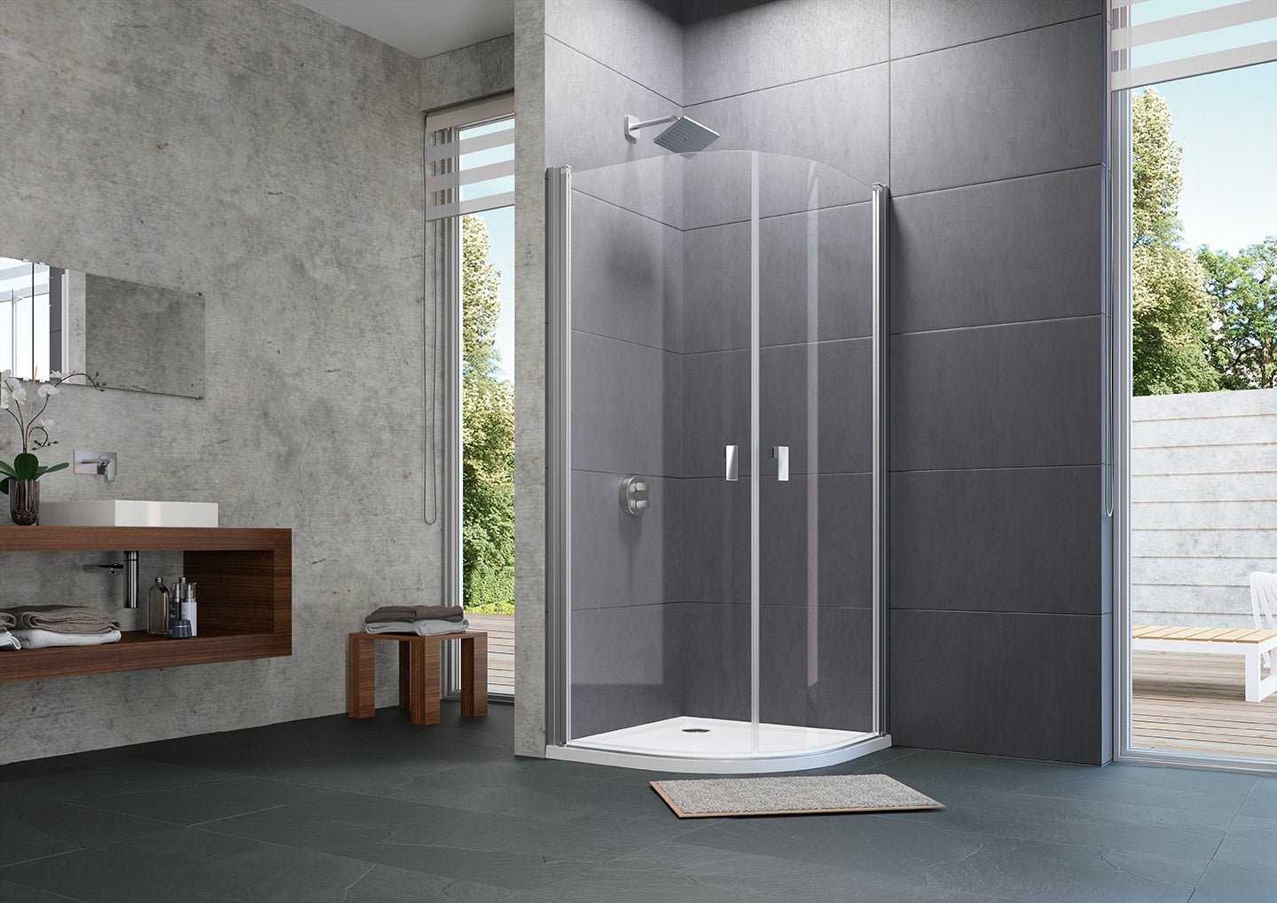 HÜPPE Design pure Porte battante 2 vantaux Rayon : 50cm Largeur : 80cm ...