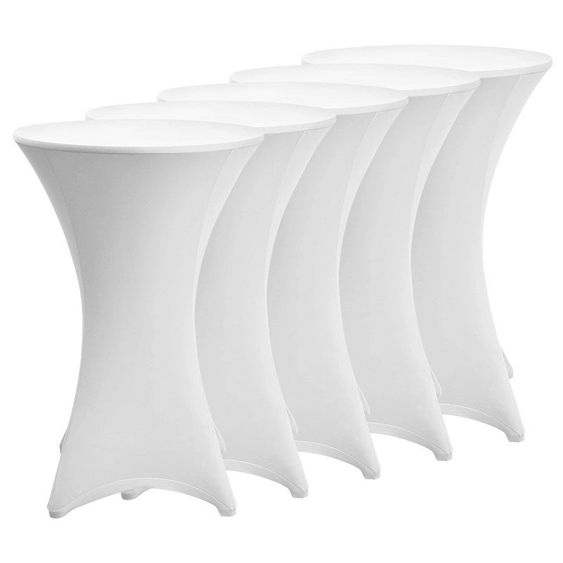 Lot de 5 housses pour table haute pliante 105 CM blanches Ø80 cm ...