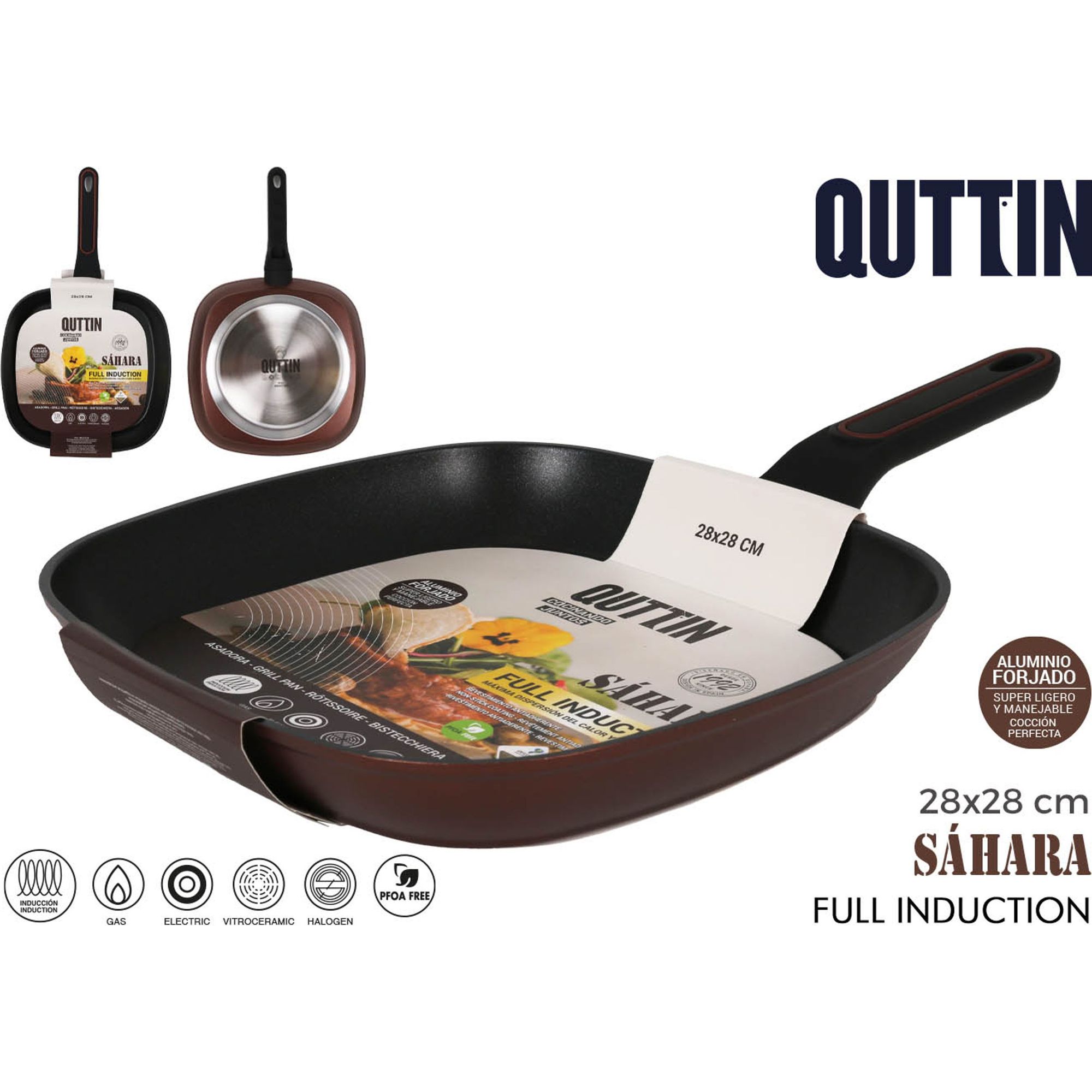 SARTÉN ASADORA 28X28CM ALUMINO FORJADO FULL INDUCCIÓN COLECCIÓN SAHARA ...