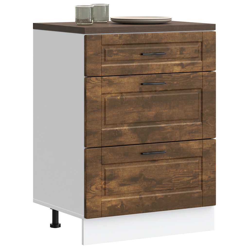 Mueble bajo de cocina porto roble ahumado madera reconstituida | Leroy ...