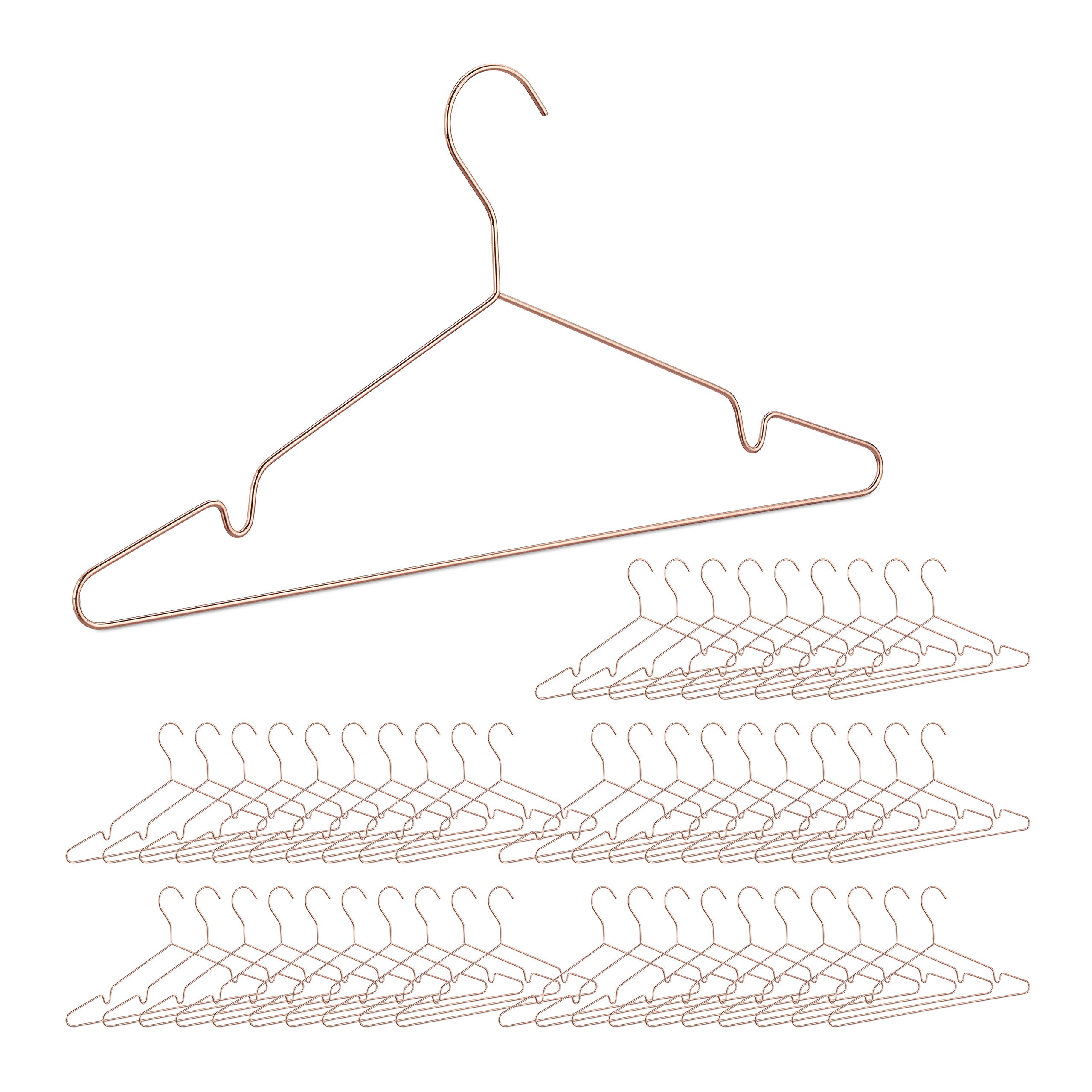 Relaxdays Pack de 50 Perchas Ropa Antideslizantes, Metal, Dorado rosa ...