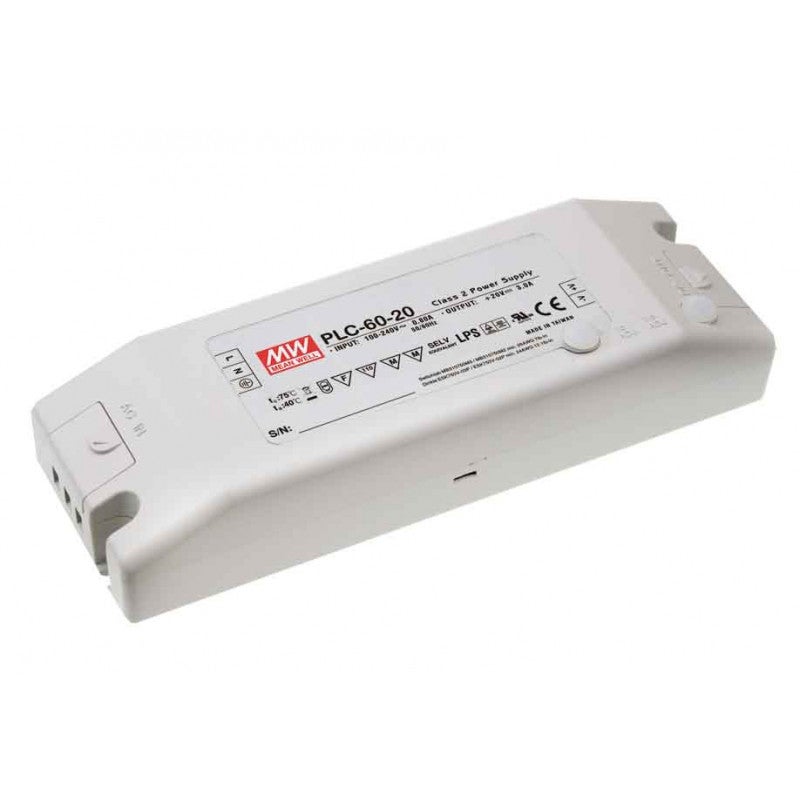 LED Transformer Flat Design 60W 90-264V 12V DC IP20 PLC-60-12 MEAN WELL ...