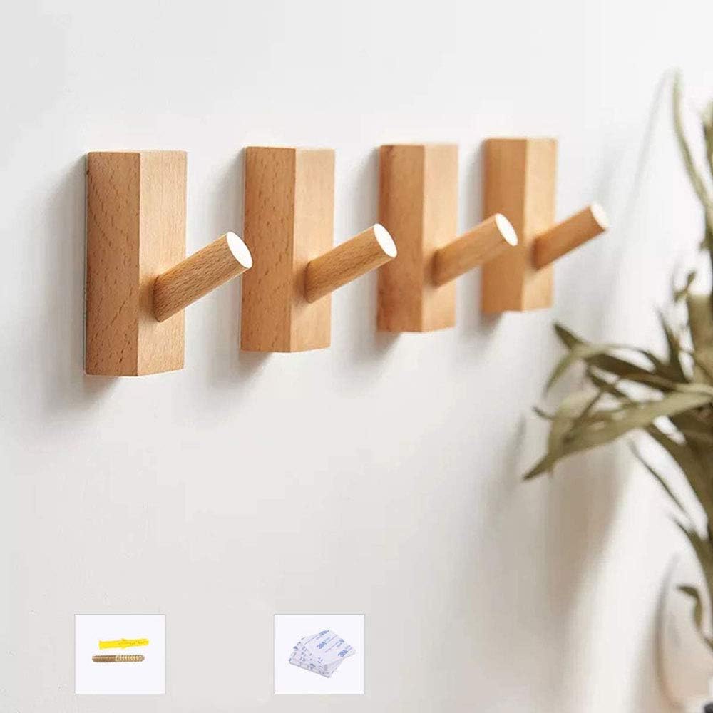 4 pièces, porte-chapeau à crochet mural en bois, crochet en bois mural ...